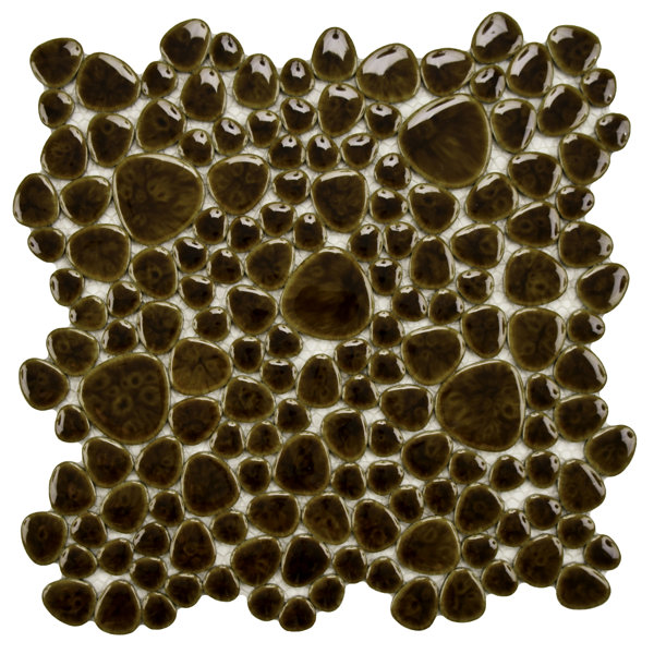 Merola Tile Pebble Beveled Porcelain Pebbles Mosaic Wall & Floor Tile ...