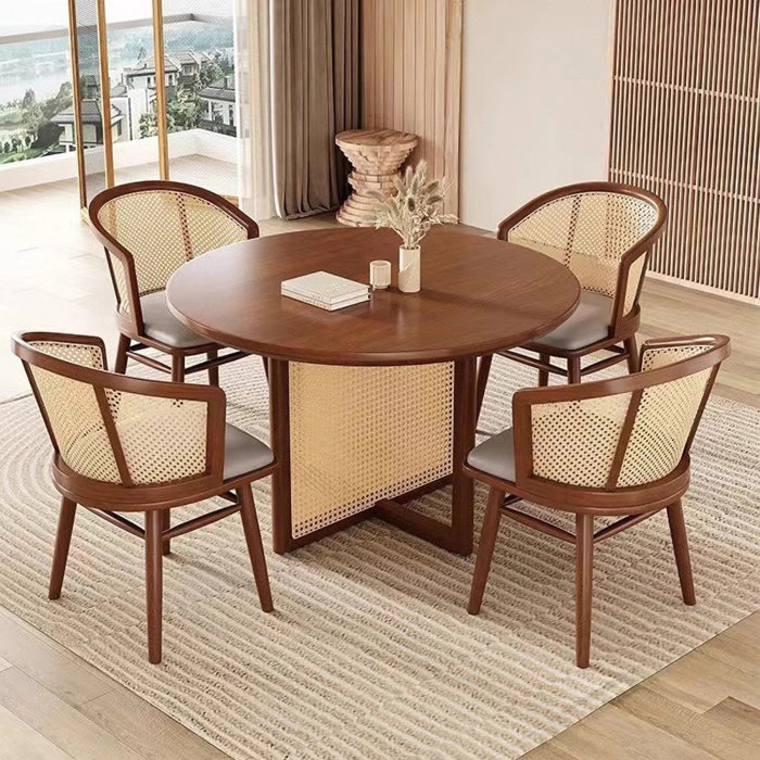Bayou Breeze Arriell 5 - Piece Solid Wood Pedestal Dining Set | Wayfair