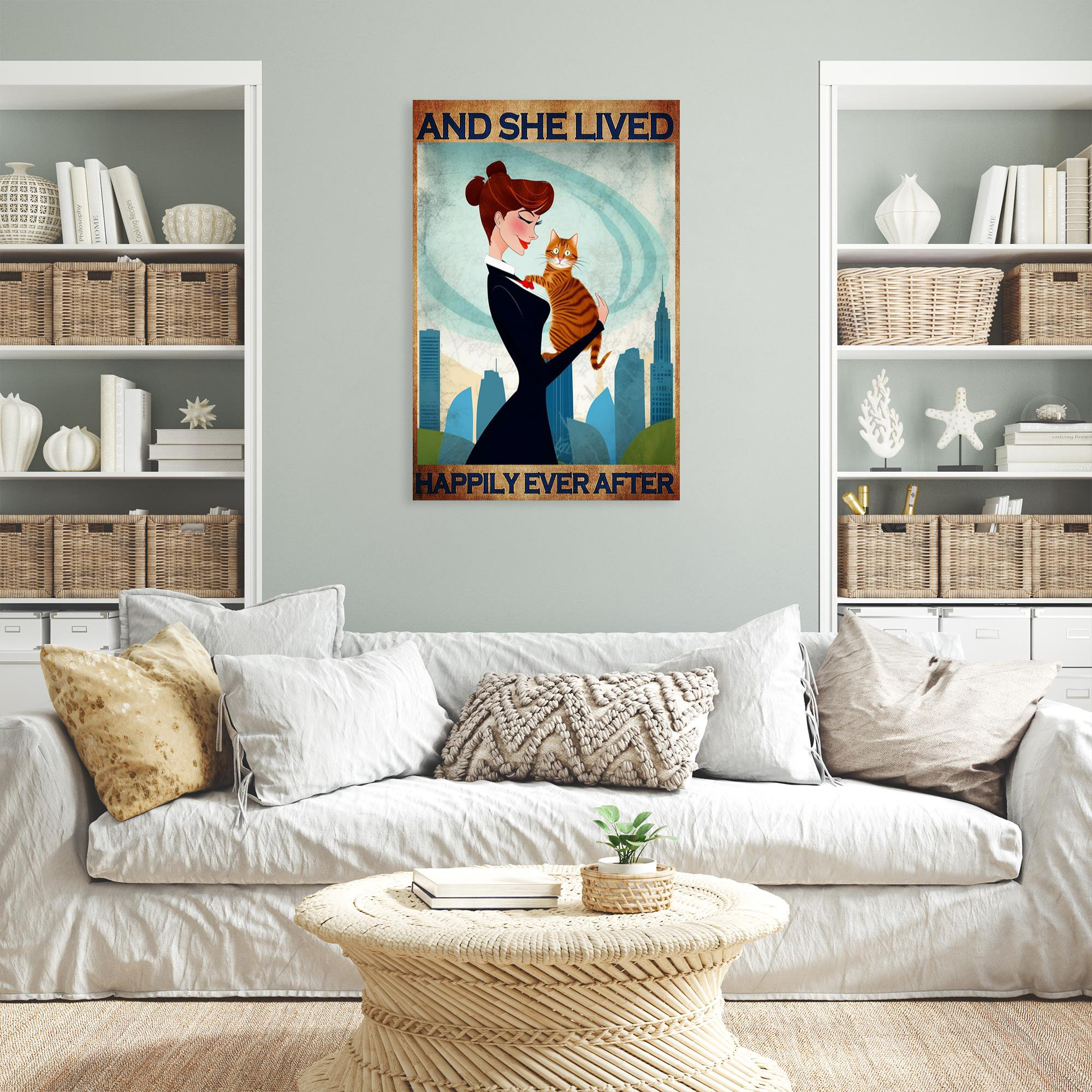 Trinx Cat And She Lived Happily - 1 Piece Rectangle Grap Cat And She ...