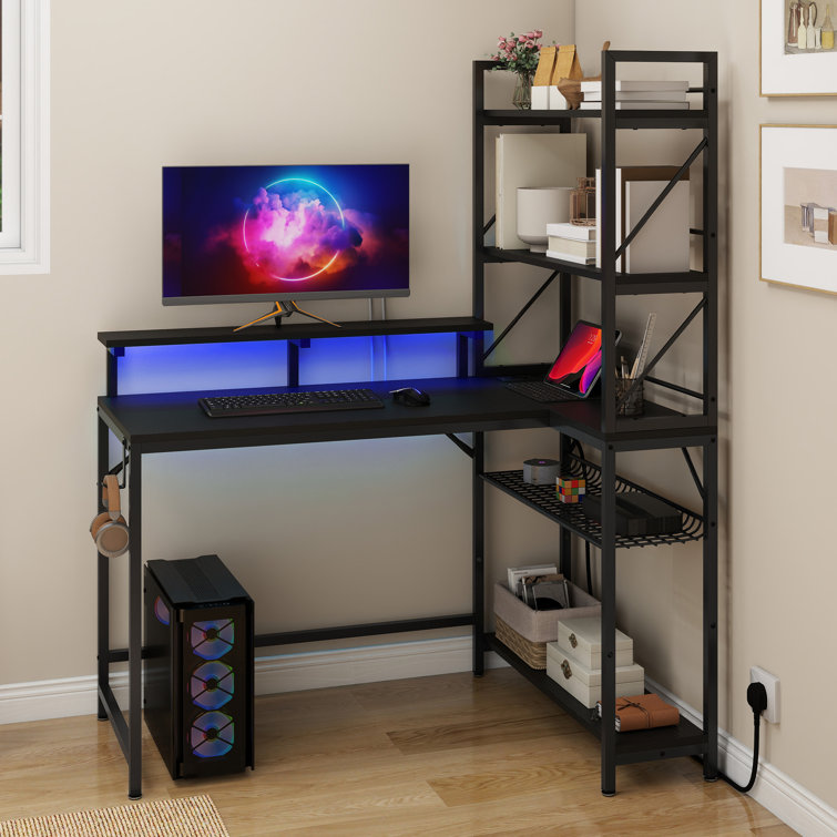 Metro Lane Reversible Computer Desk With 148Cm H Storage Shelve&LED ...
