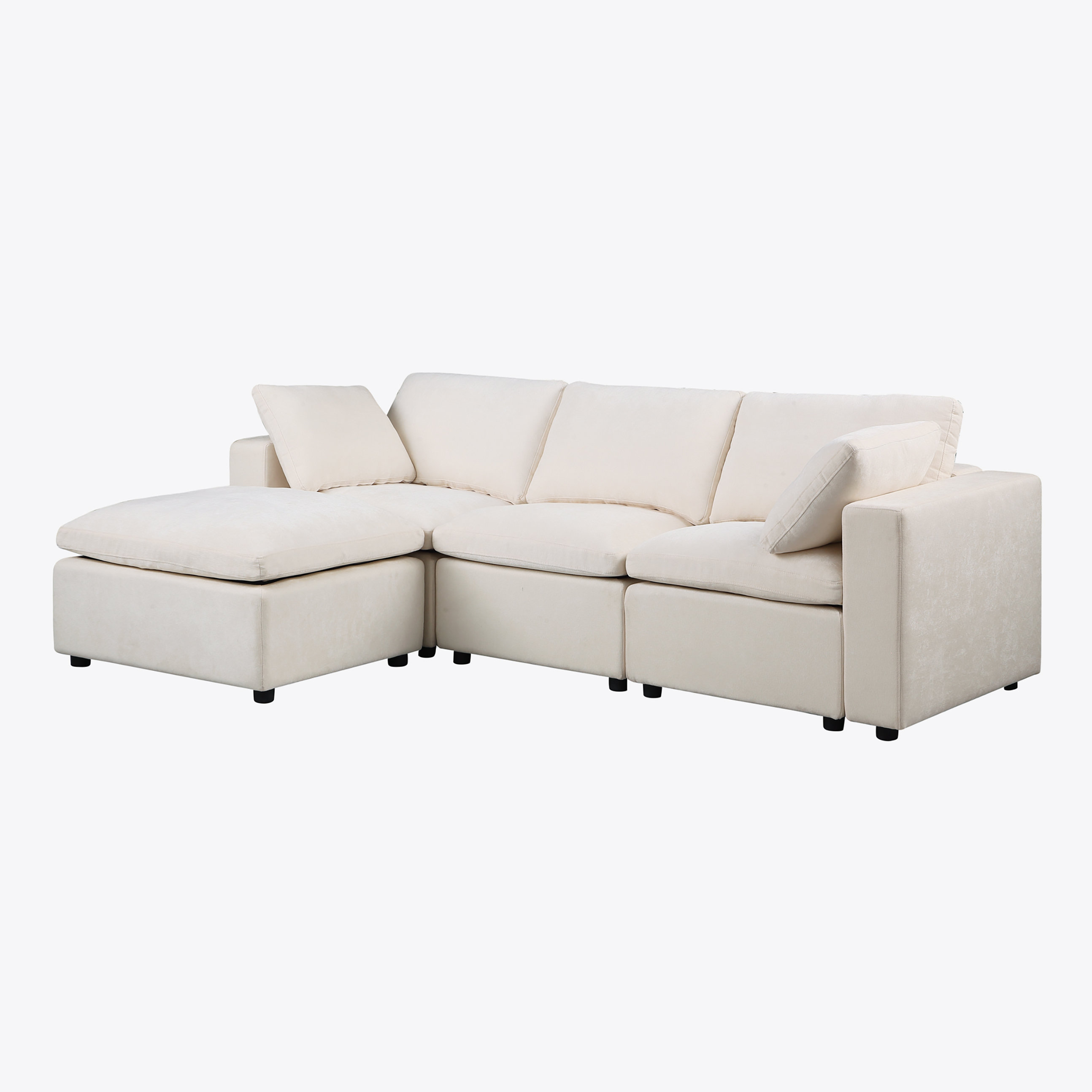 Latitude Run® 4-Seat Modular Sectional Sofa Couch with Ottomans for ...