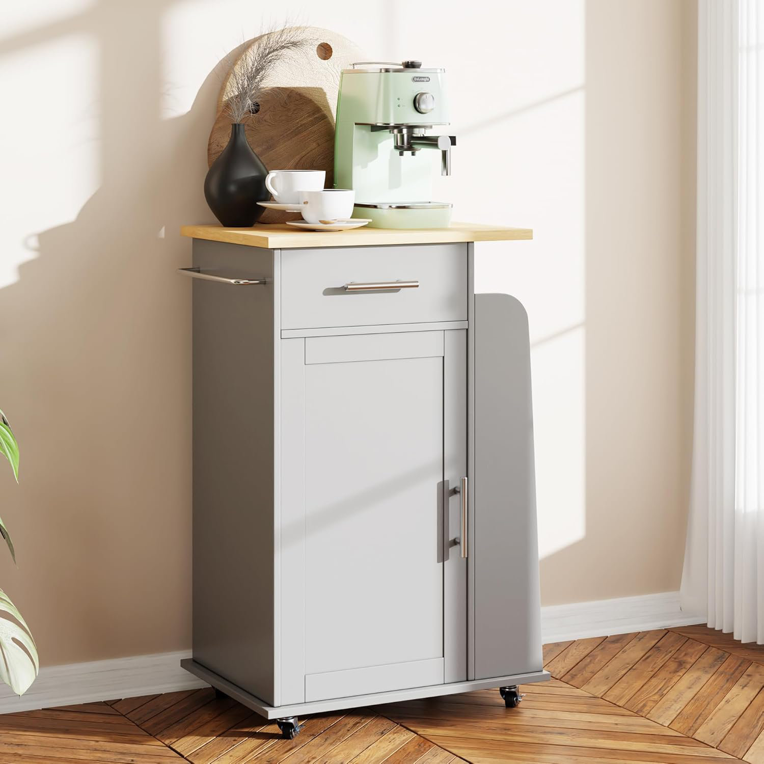 Ebern Designs 22" Kitchen Island Cart Furniture Cart On Wheels With ...