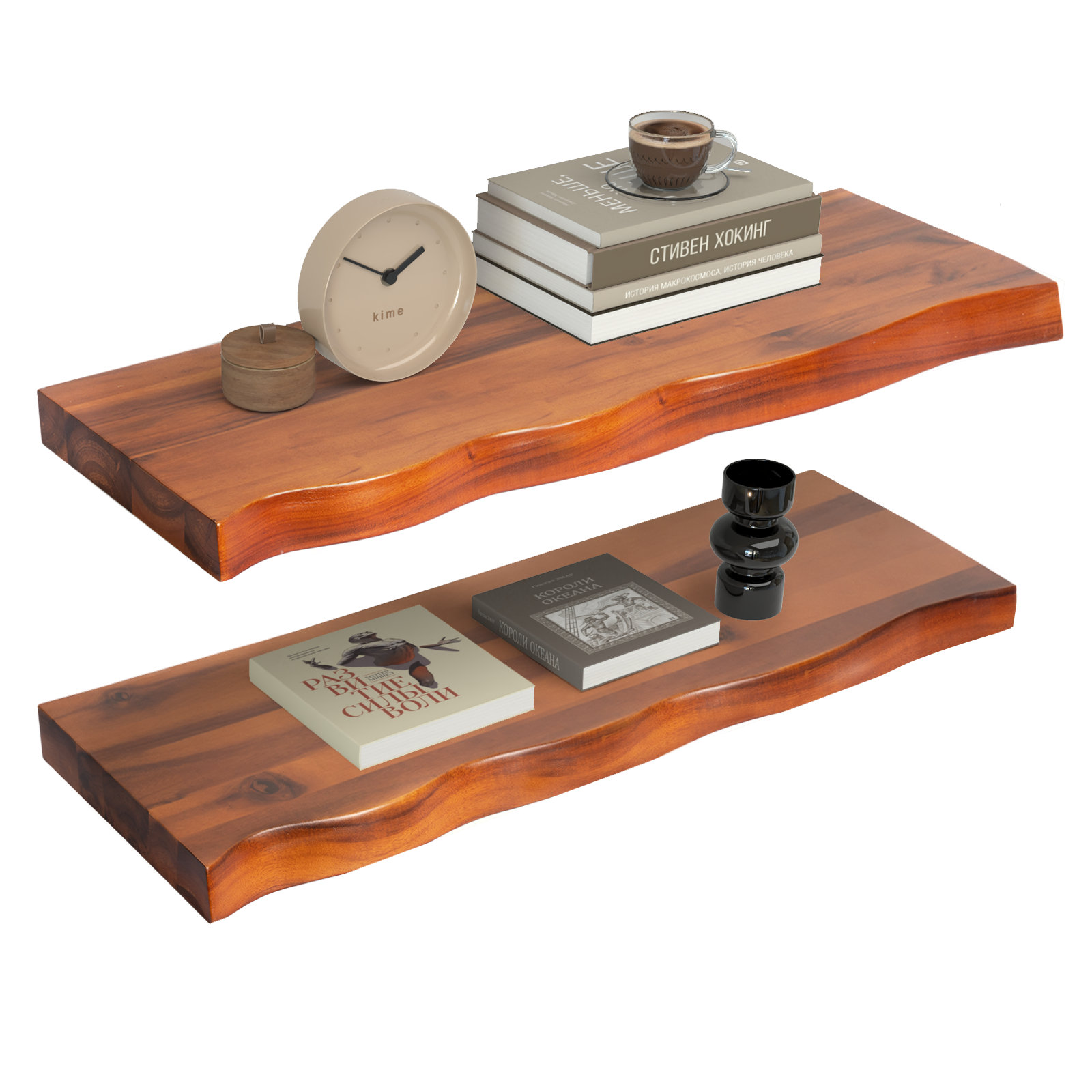 One Allium Way® 24'' Live Edge Floating Shelves Set of 2 - Thick and ...