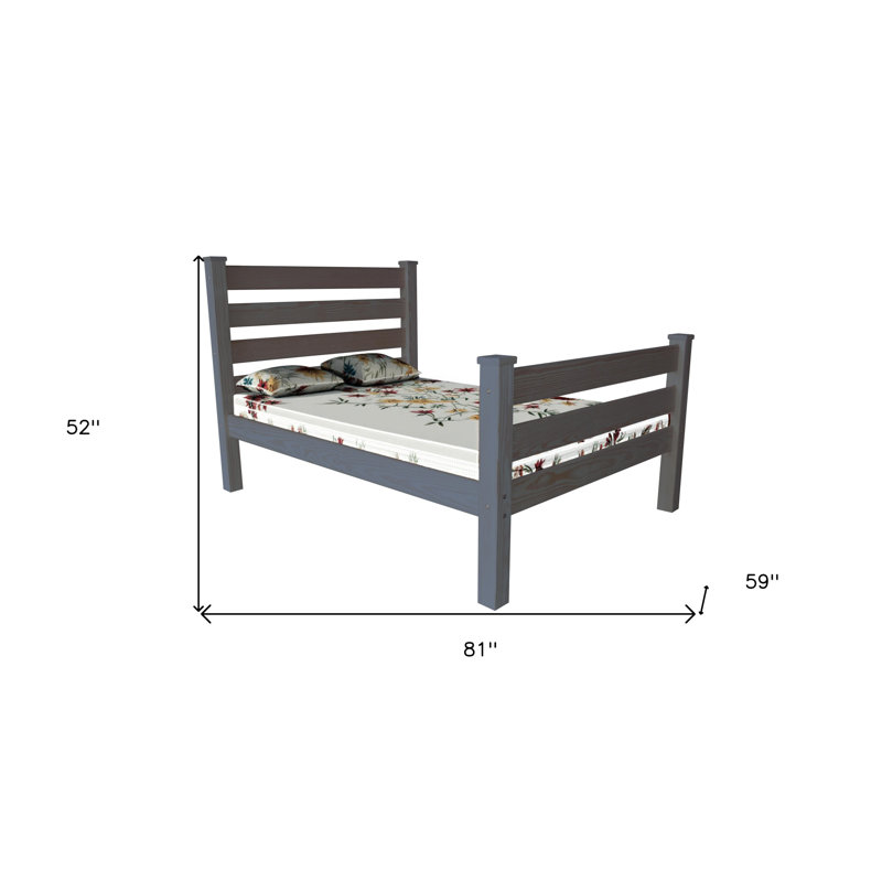 HomeRoots Gray Solid Wood Full Bed Frame | Wayfair
