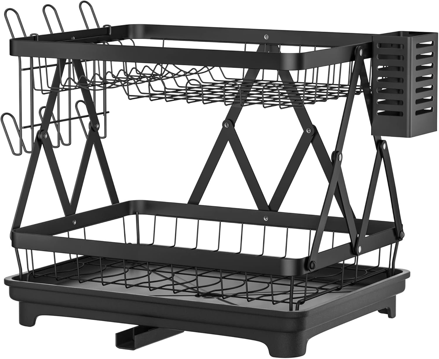 CHUANGWENYI 2 Tier Dish Drying Rack, Collapsible Dish Rack For Kitchen ...