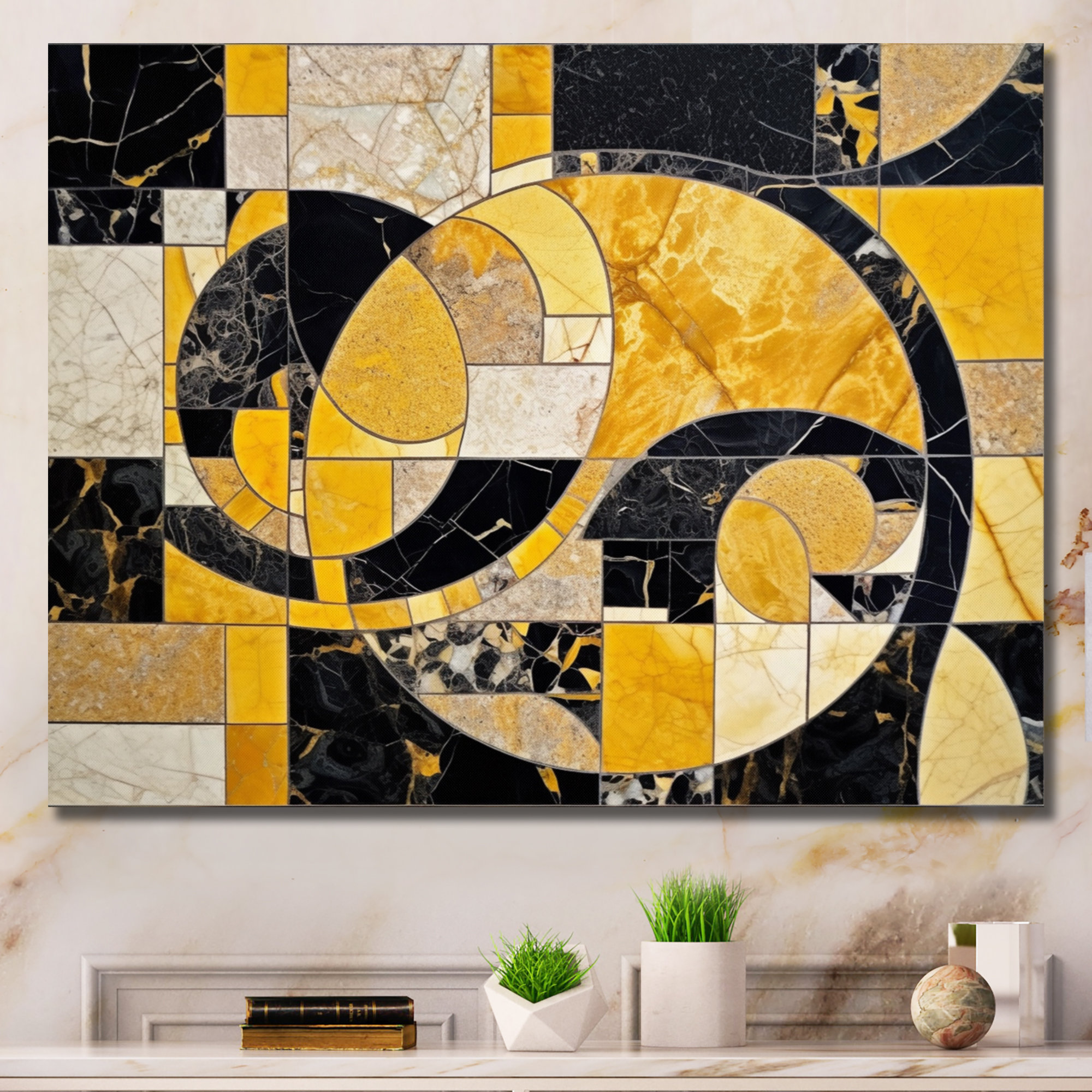 Ivy Bronx Gold and Black in Motion III - Print on Canvas | Wayfair
