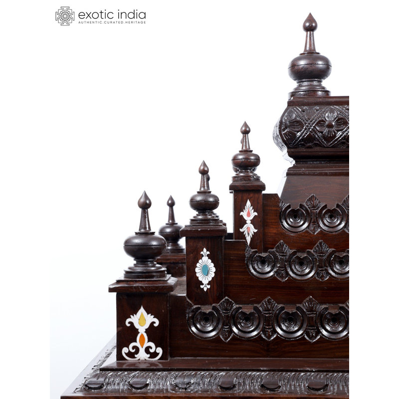 Exotic India 70" Designer Huge Temple in Wood with Lord Ganesha Inlay ...