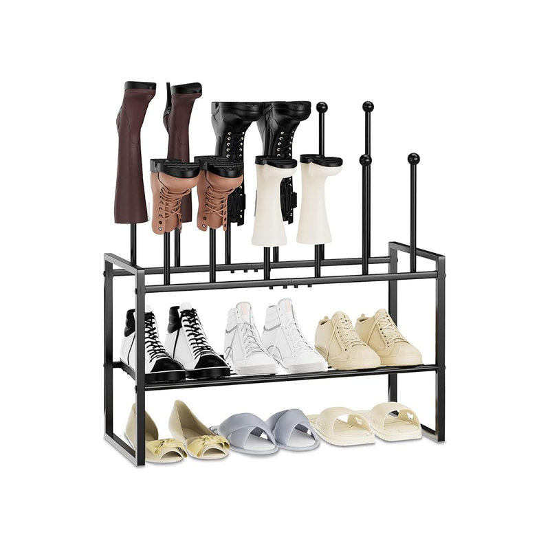 Ivy Bronx Free Standing Metal Shoe Racks with 12 Long Posts Holds 6 ...