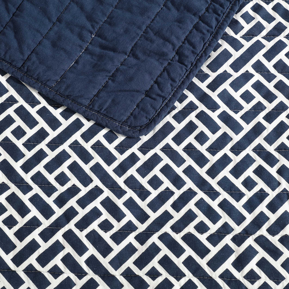 Nautica Lockridge Cotton Reversible Navy Quilt Set | Wayfair