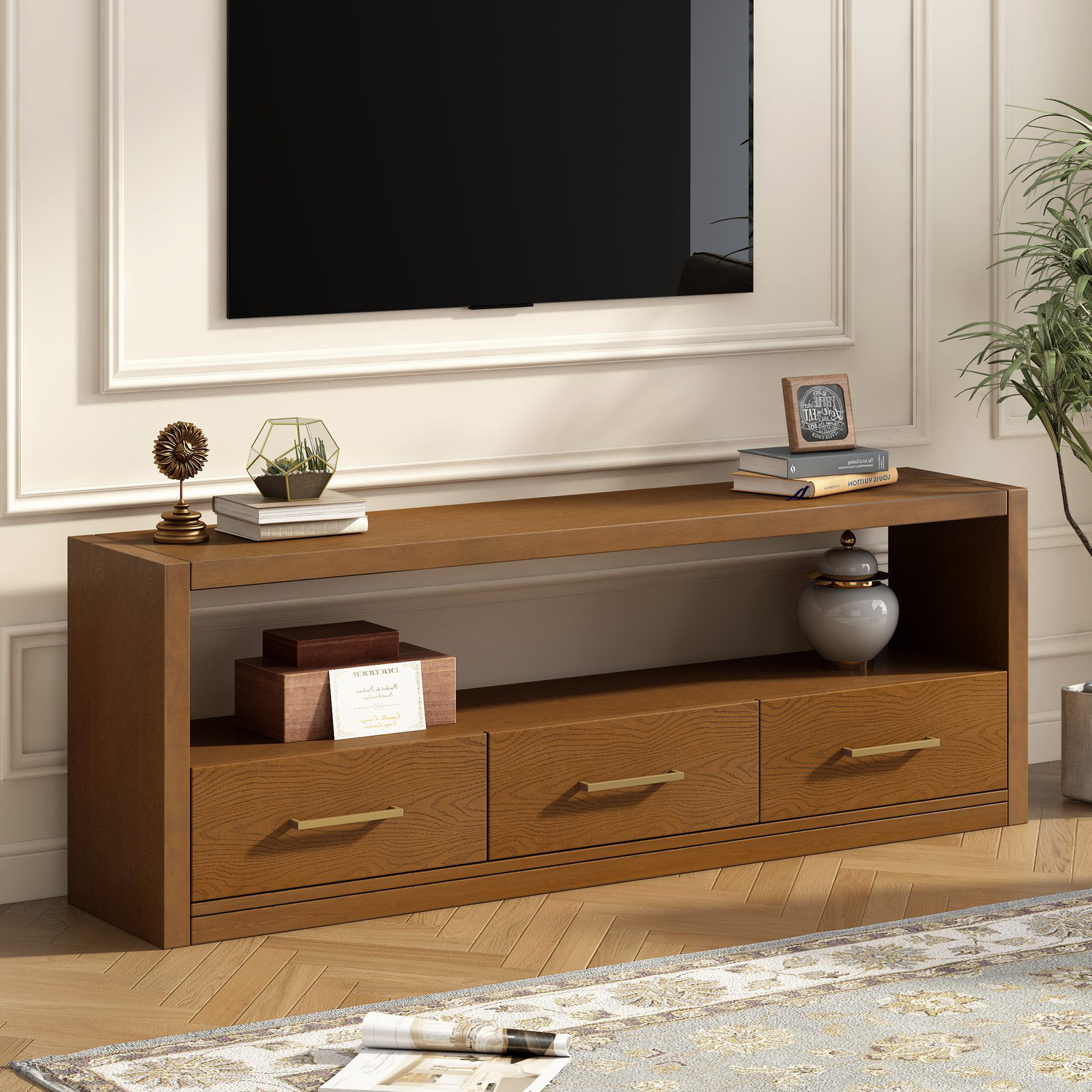 Latitude Run® Gossamer 74" Classic TV Stand With Storage Drawers As TV ...