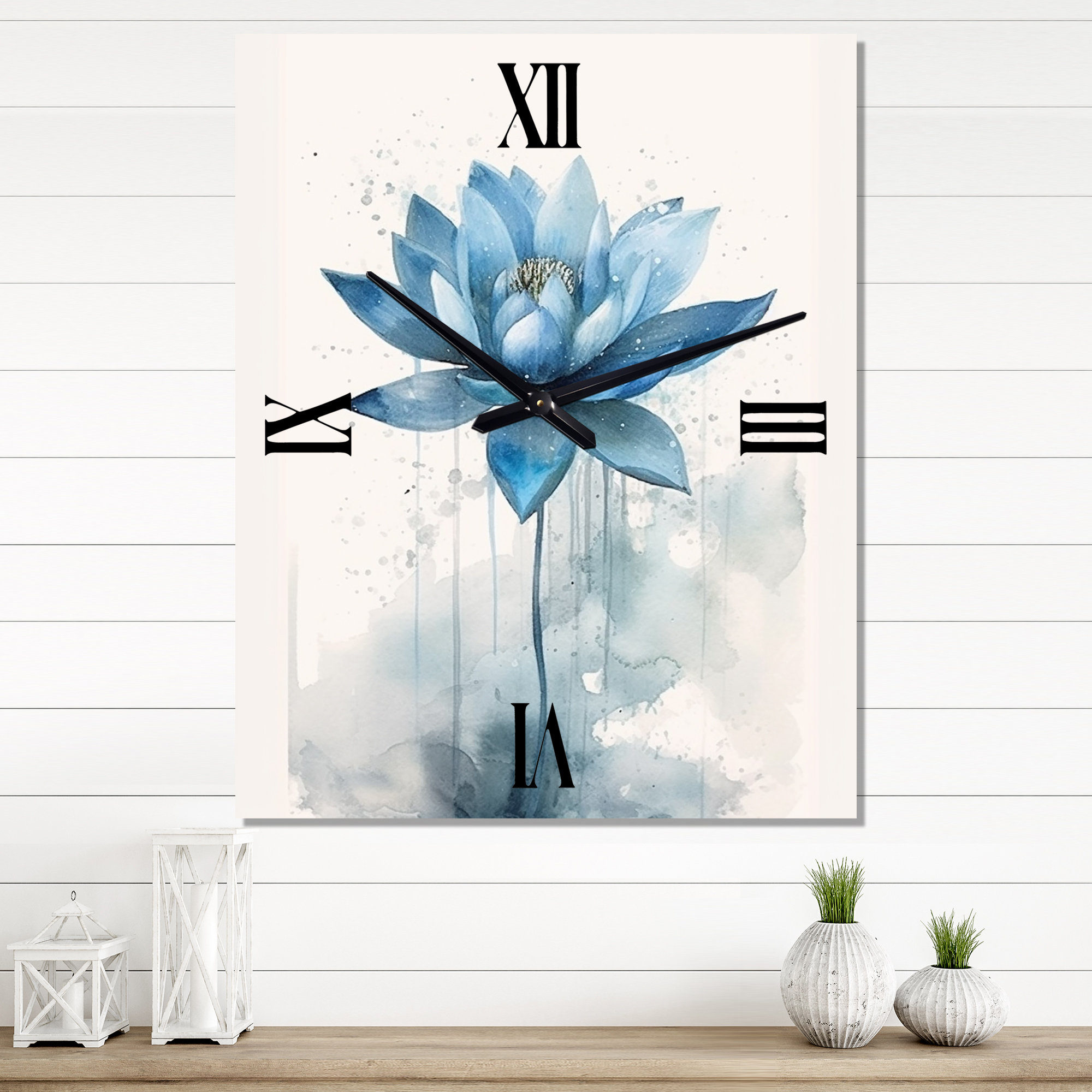 Latitude Run® Vintage Blue Lotus Reflections - Floral Vintage Wall ...