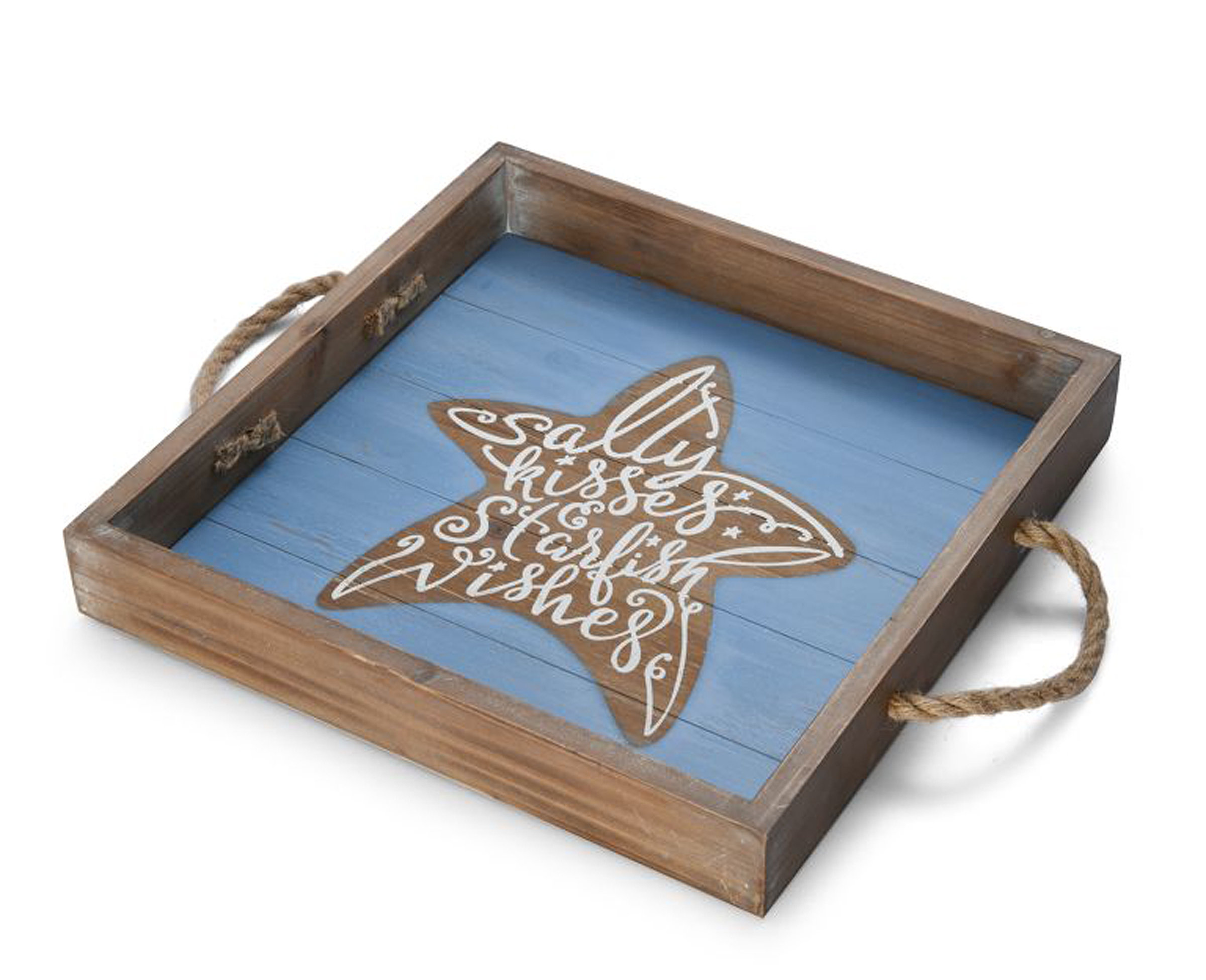Elements 14 in. Blue Starfish Wooden Tray & Reviews | Wayfair