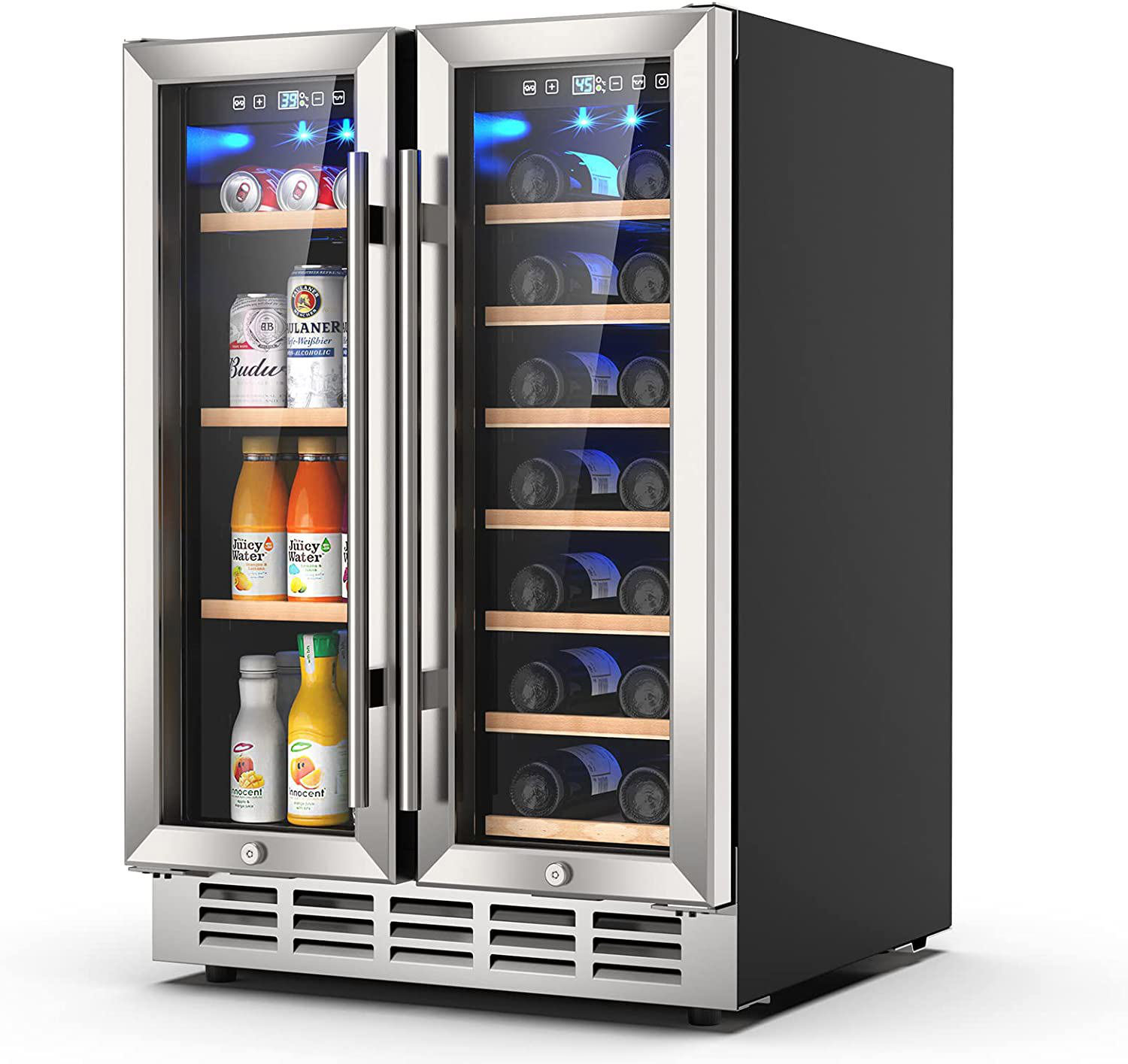 Domccy® Wine and Beverage Refrigerator, 24 Inch Dual Zone Wine Fridge ...