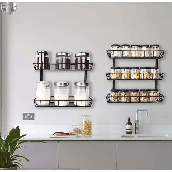 Prep & Savour Wall / Under Cabinet Mounted Spice Rack with Adjustable ...