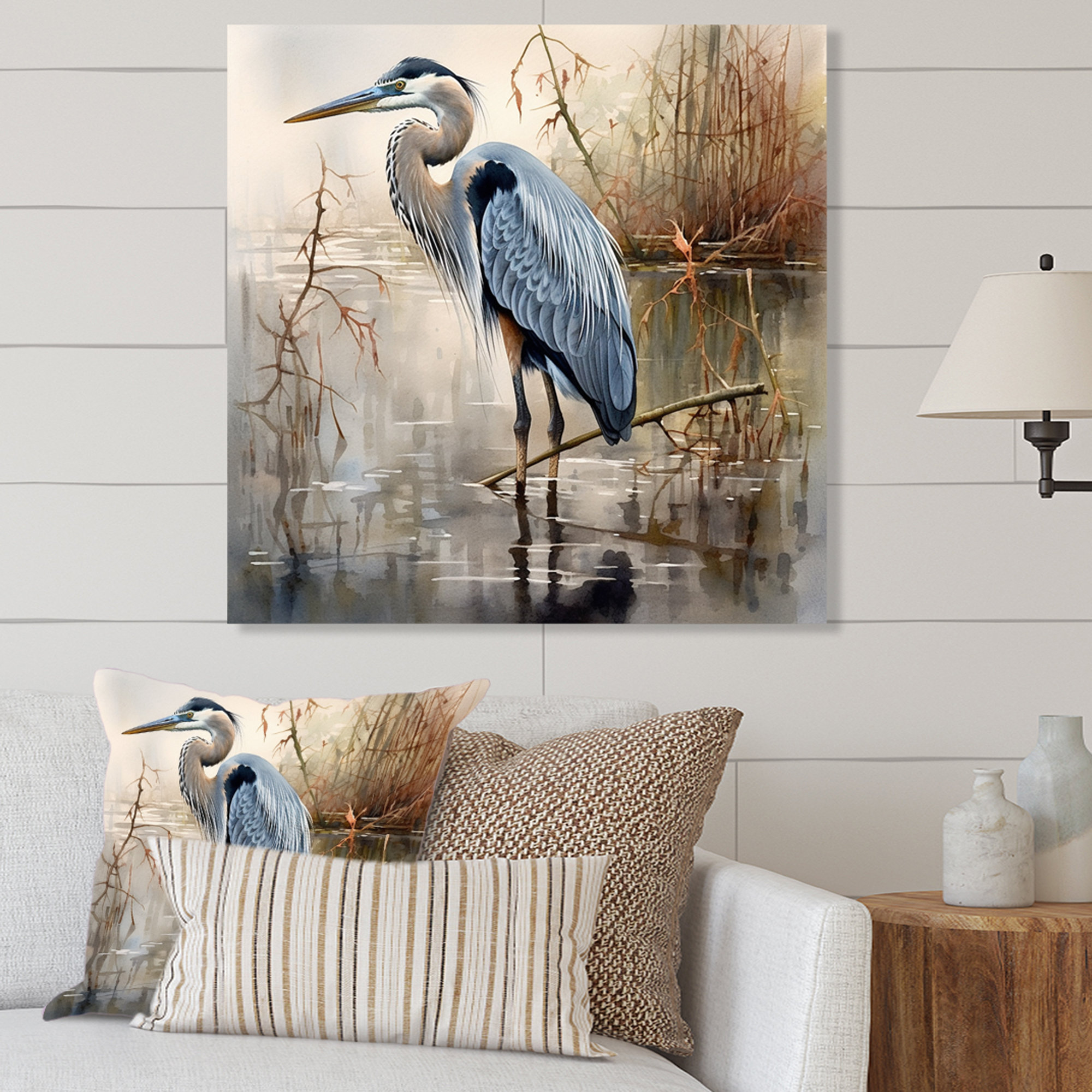 Dovecove Graceful Heron Waterbird IV - Animals Print on Metal | Wayfair