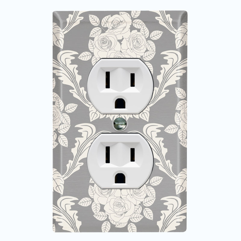WorldAcc Damask Rose Tan 1-Gang Duplex Outlet Wall Plate | Wayfair