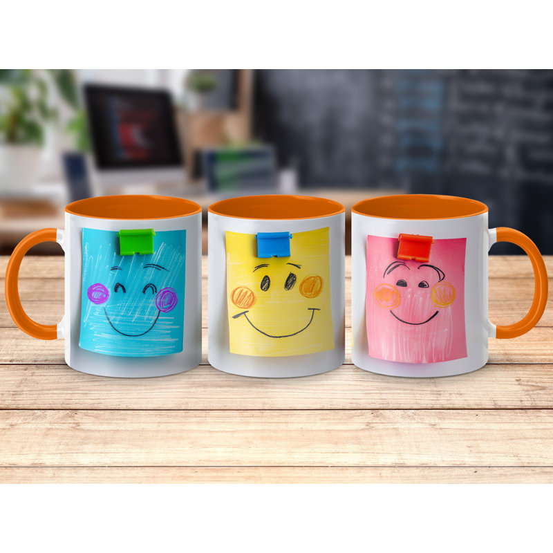 East Urban Home Kids Drawing Style 11oz Accent Mug – White Ceramic ...