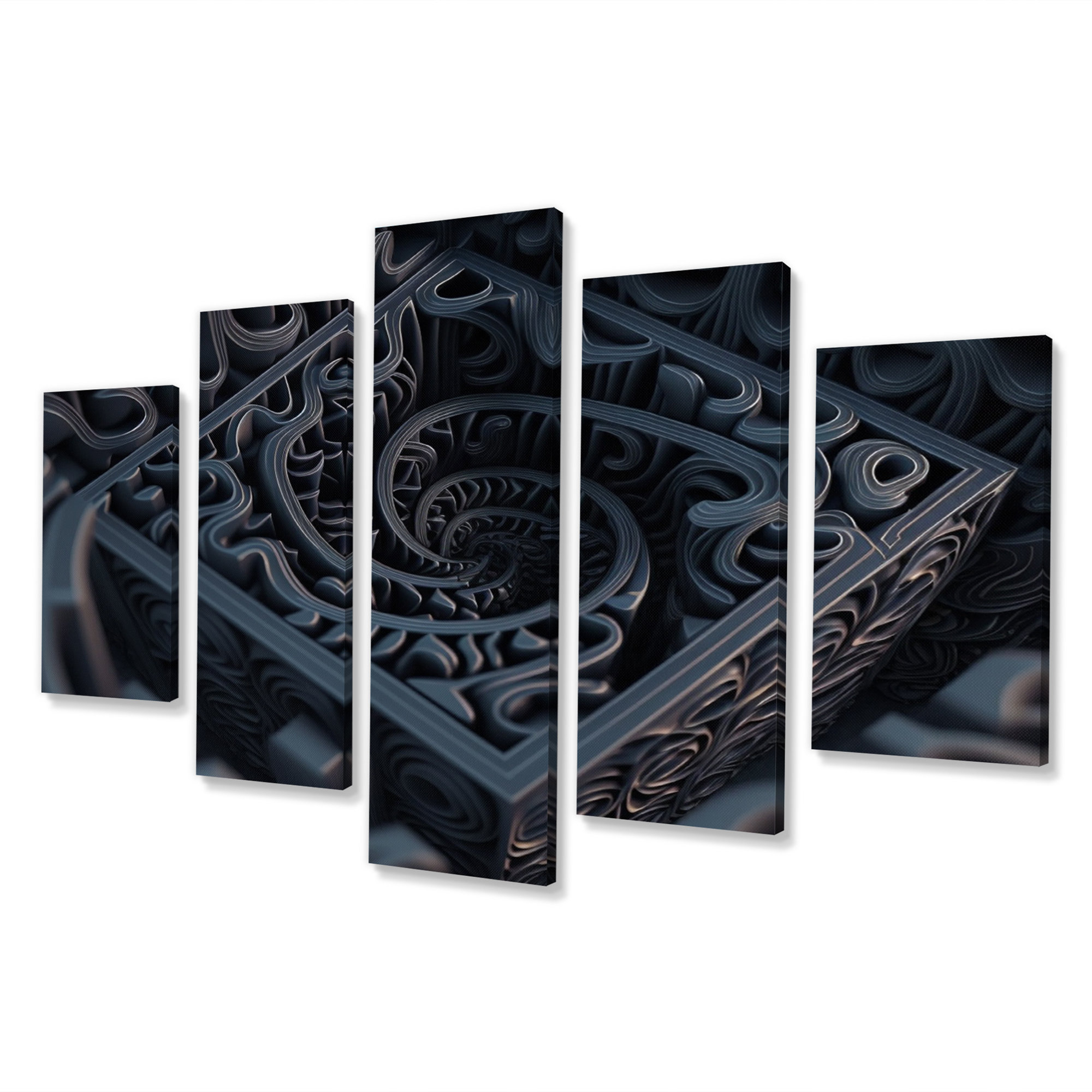 Design Art Through The Rabbit Hole Blue Labyrinth - Modern Geometric ...