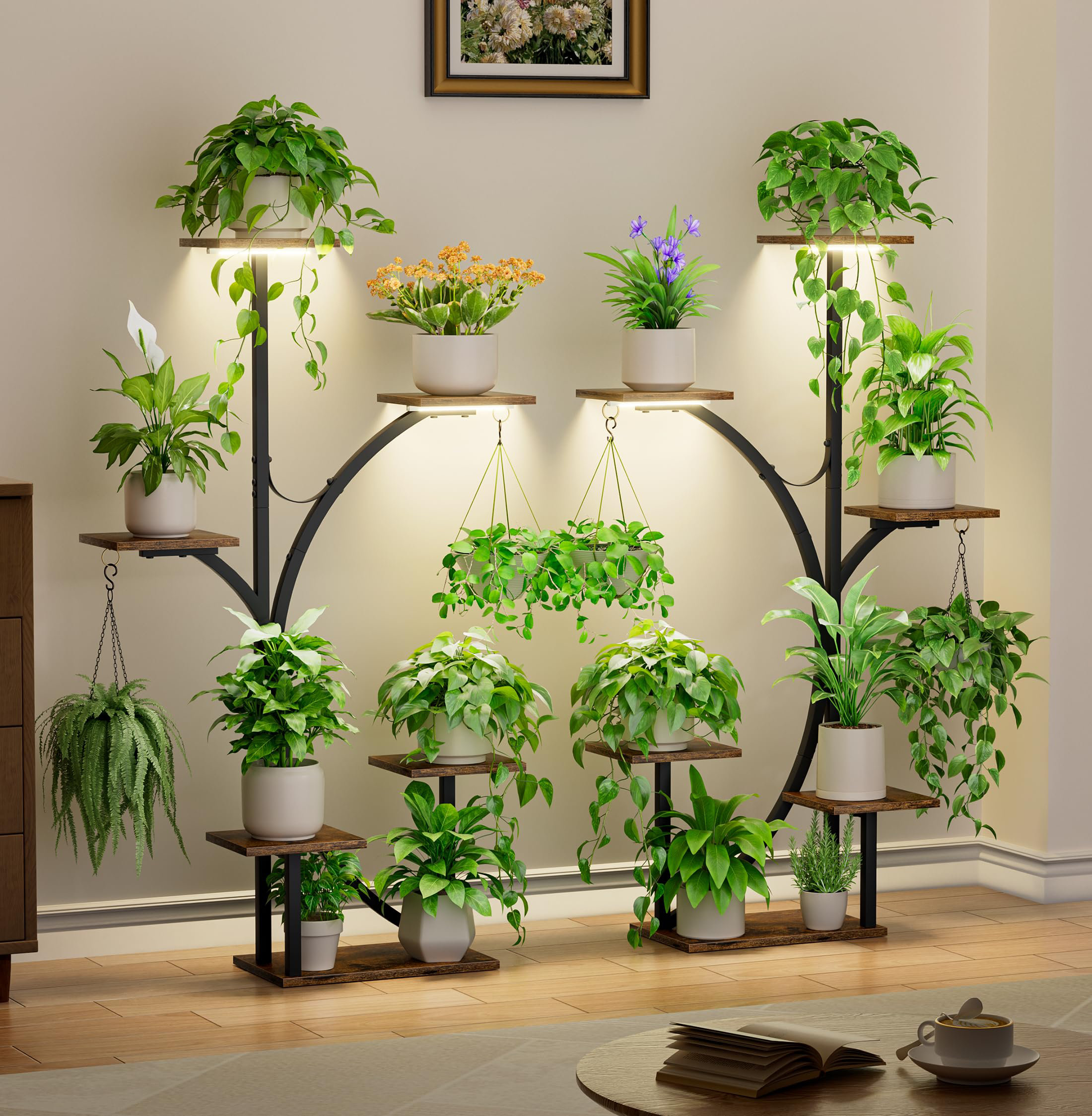 17 Stories Mullis Indoor With Grow Lights - 2 Pack Corner Plant Shelf ...