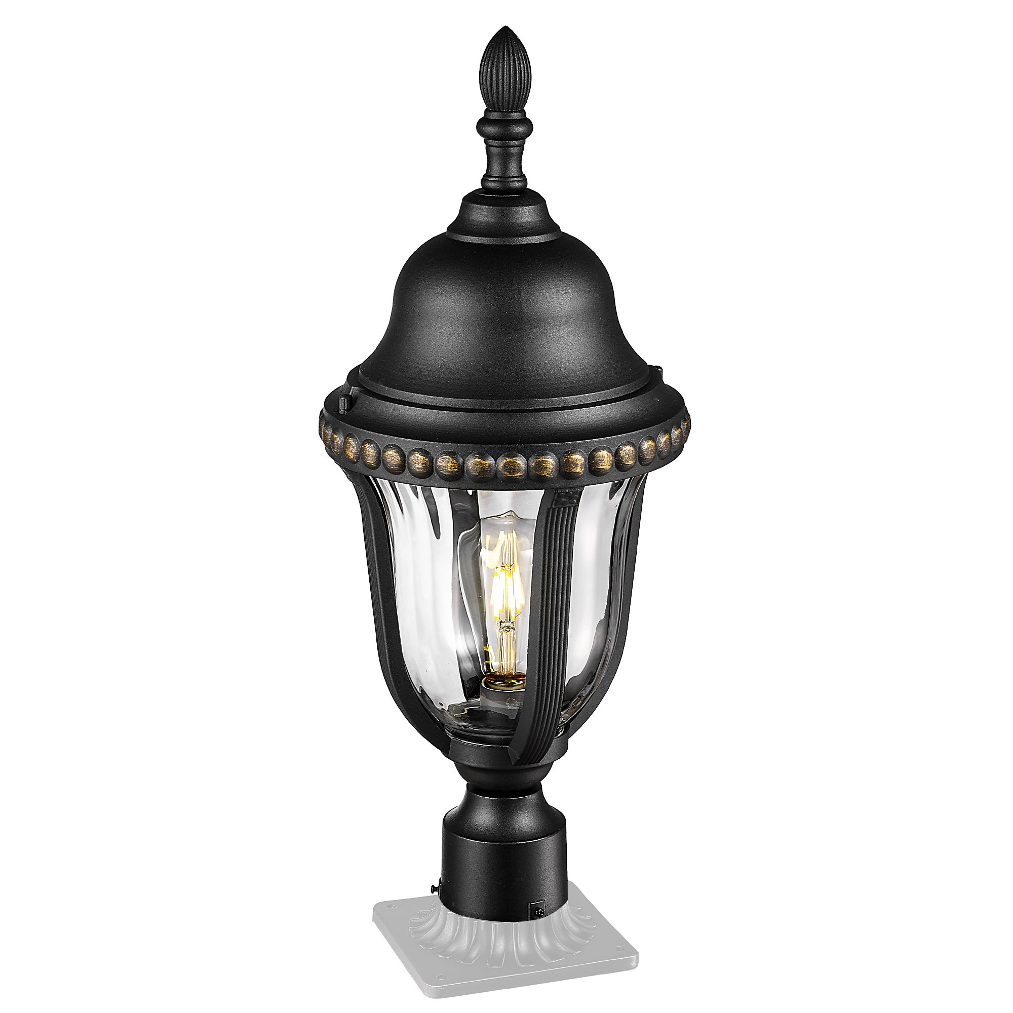 Fleur De Lis Living Aluminum Vintage Outdoor Post Lantern Head With ...