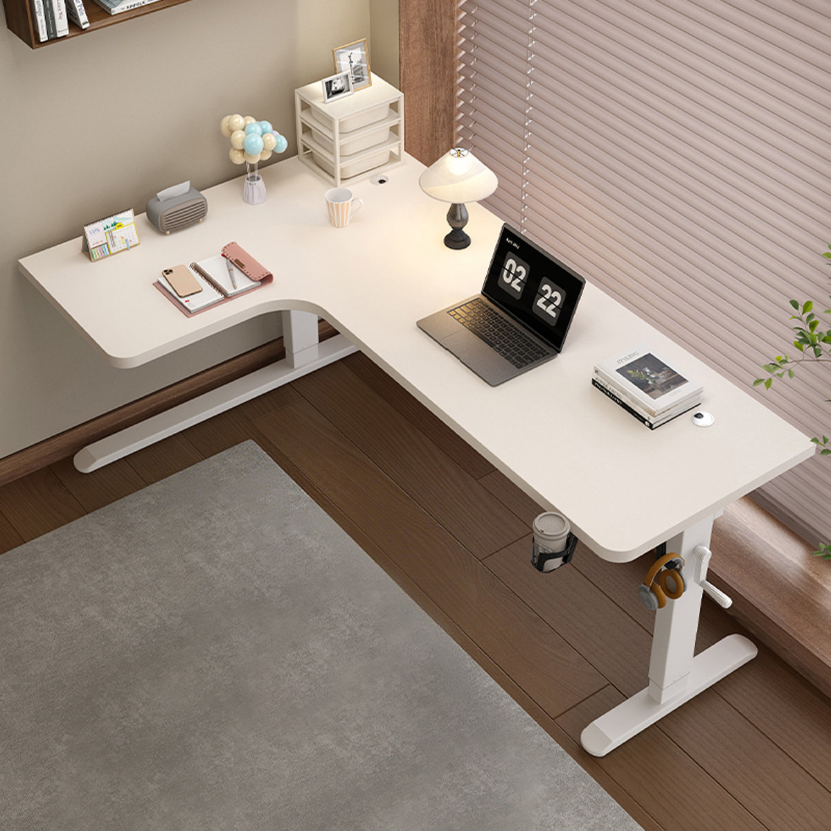 Hokku Designs L-Shaped Hand-Crank Adjustable Height Desk - Wayfair Canada