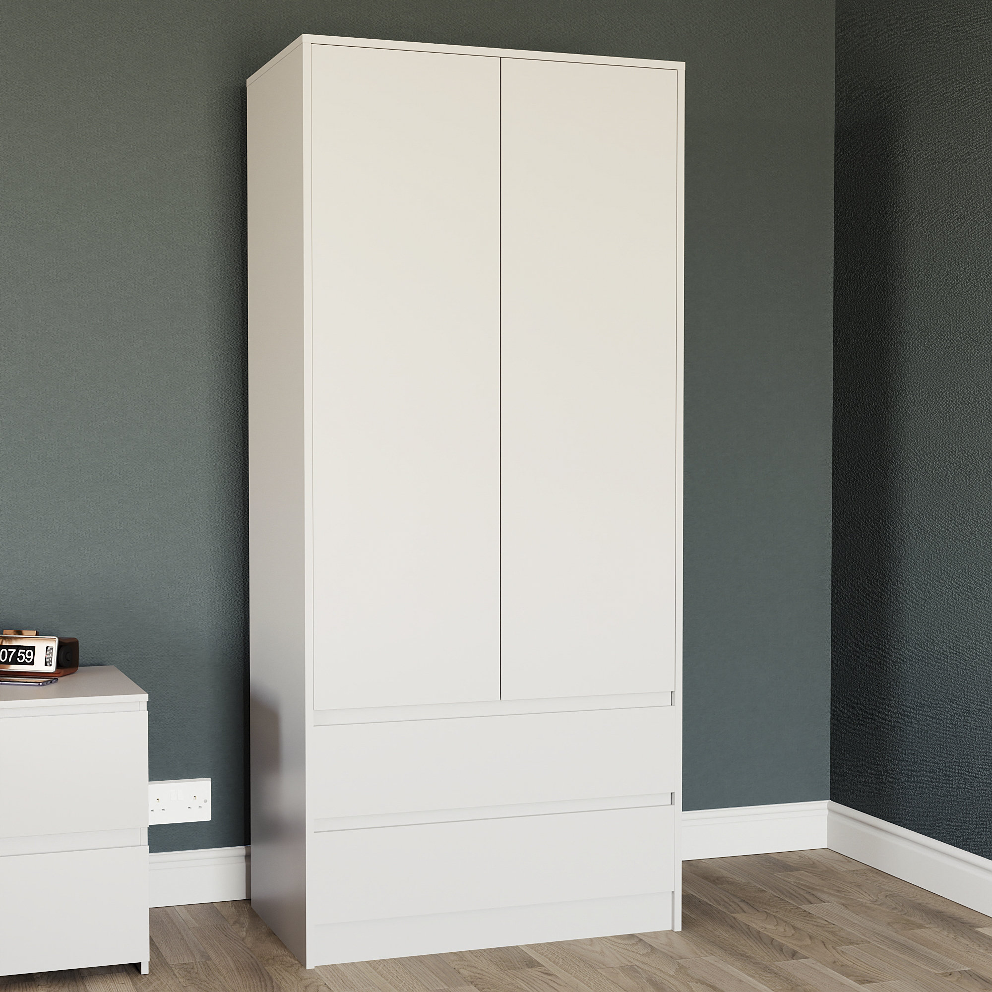 17 Stories Cunha 2 Door MDF & Particleboard Wardrobe | Wayfair.co.uk