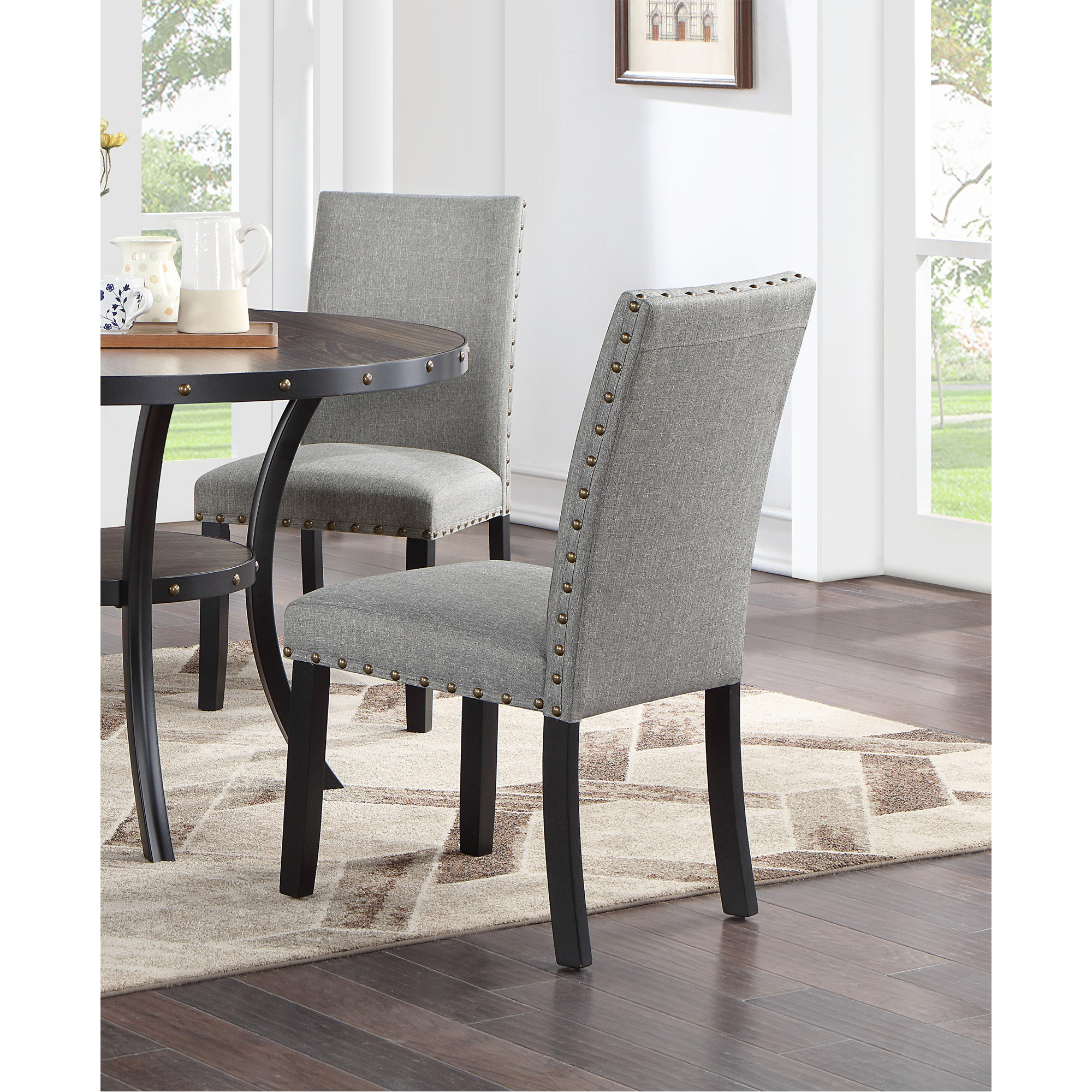Latitude Run® Modern Grey Fabric Dining Chairs With Plush Cushions And ...