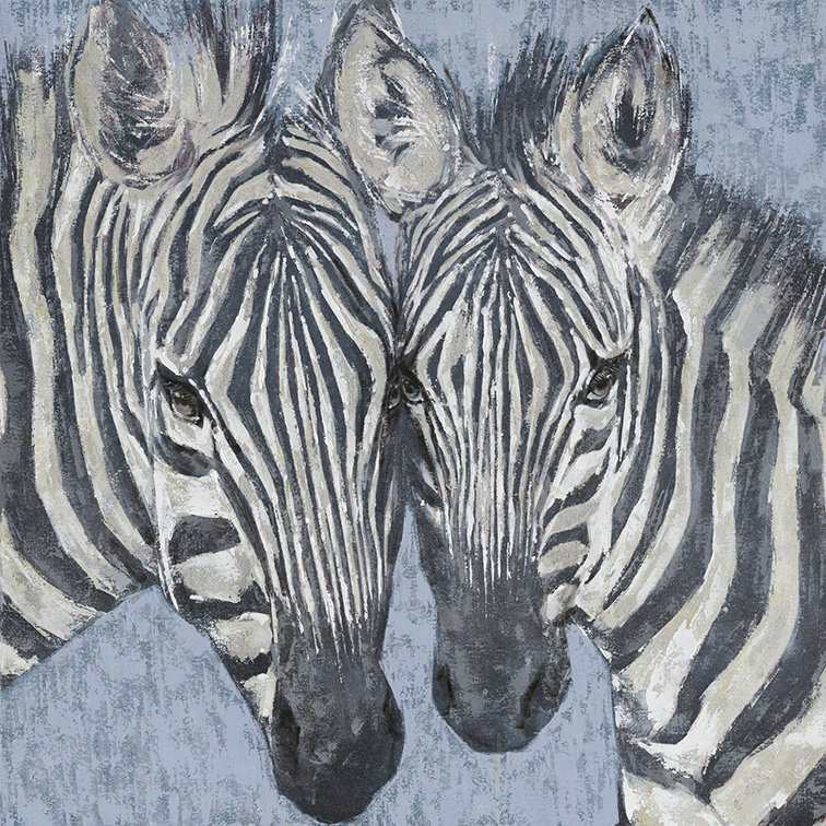 Red Barrel Studio® 'Zebra Brothers' Oil Panting Print on Canvas | Wayfair