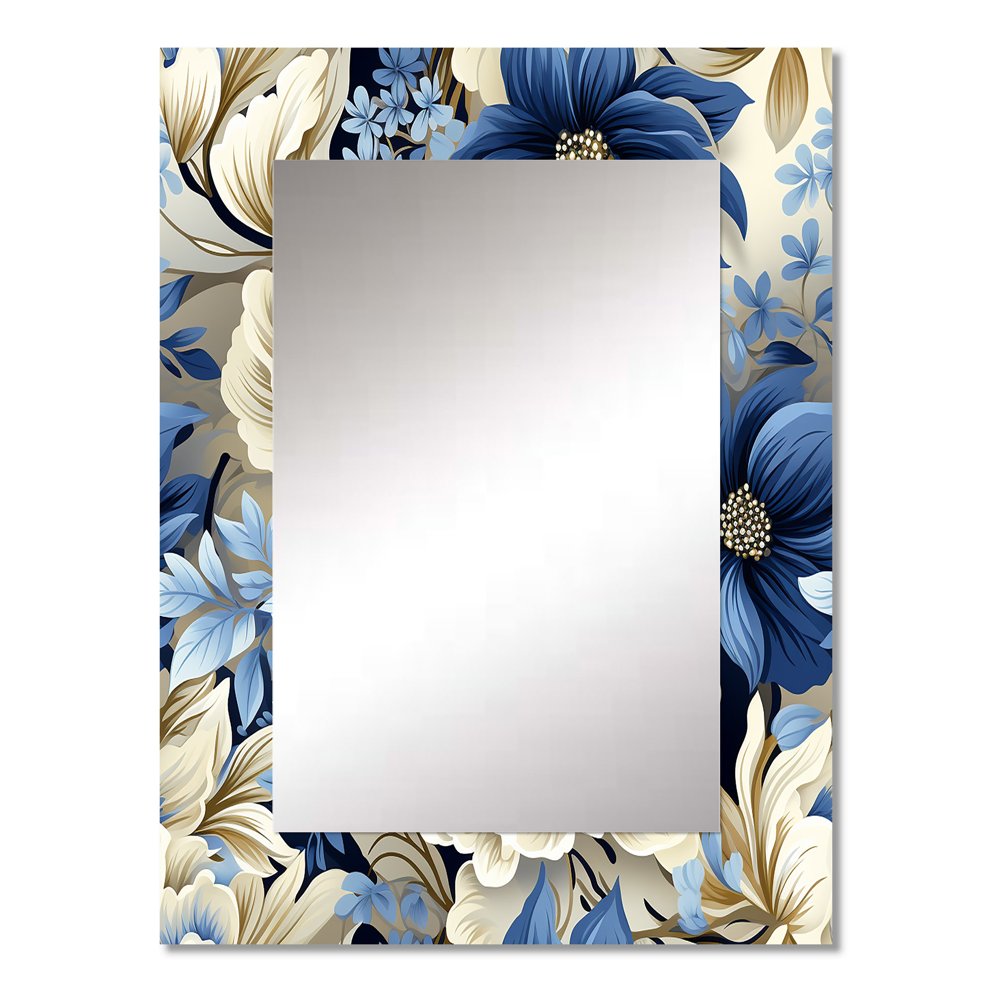 Highland Dunes Antre Coastal Blues White Flowers Blooms - Floral Large ...