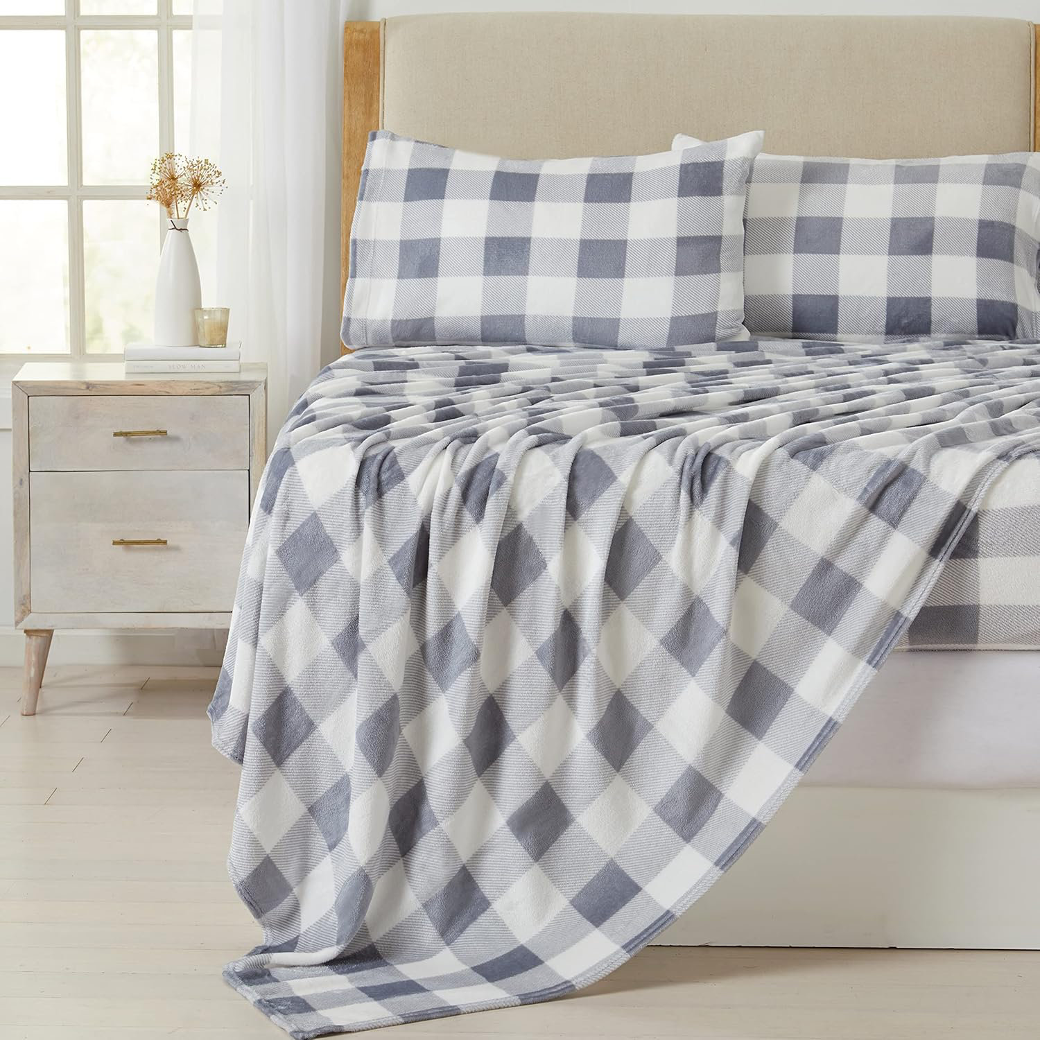 BEFIHO Ultra Soft Micro Fleece Sheets Set With Extra Deep Pockets ...