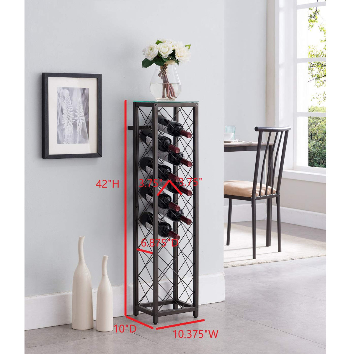 17 Stories Talladega Freestanding Floor Wine Rack Storage Tower - Metal ...