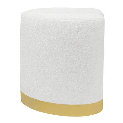 Mercer41 Kianna Heart Shape Vanity Ottoman with Gold Plating Metal Base ...