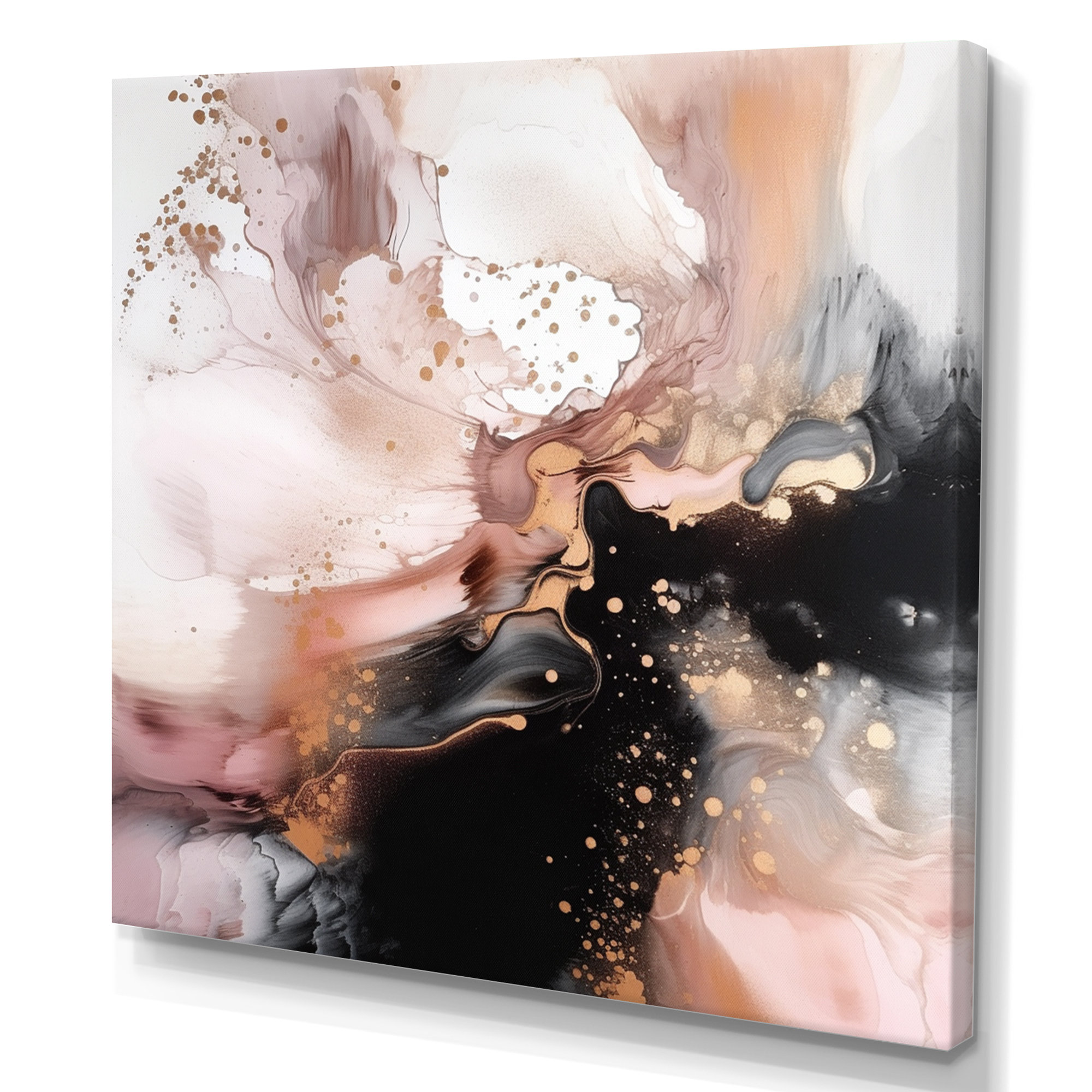 Ivy Bronx Pink Gold Texture Splash Marble II - Abstract Marble Wall Art ...