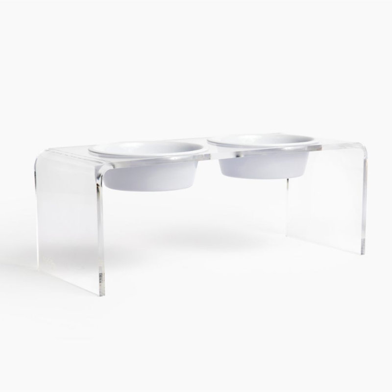 Hiddin Medium Clear Elevated Feeder with Color Bowls | Wayfair