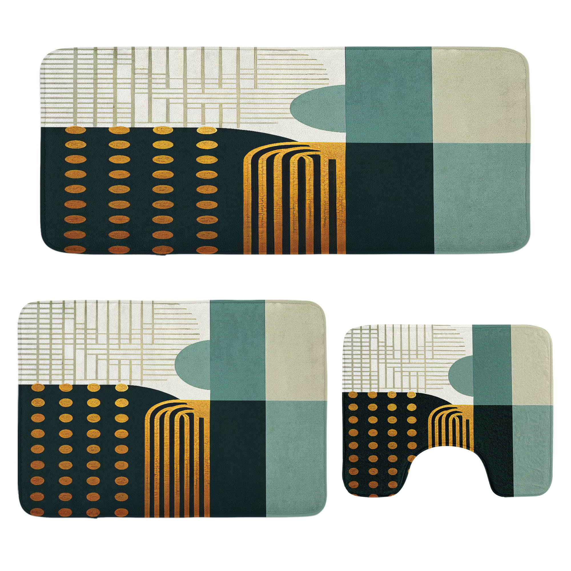 East Urban Home Mid Century Modern Bathroom Rug Set 3 Pieces U-Shape ...