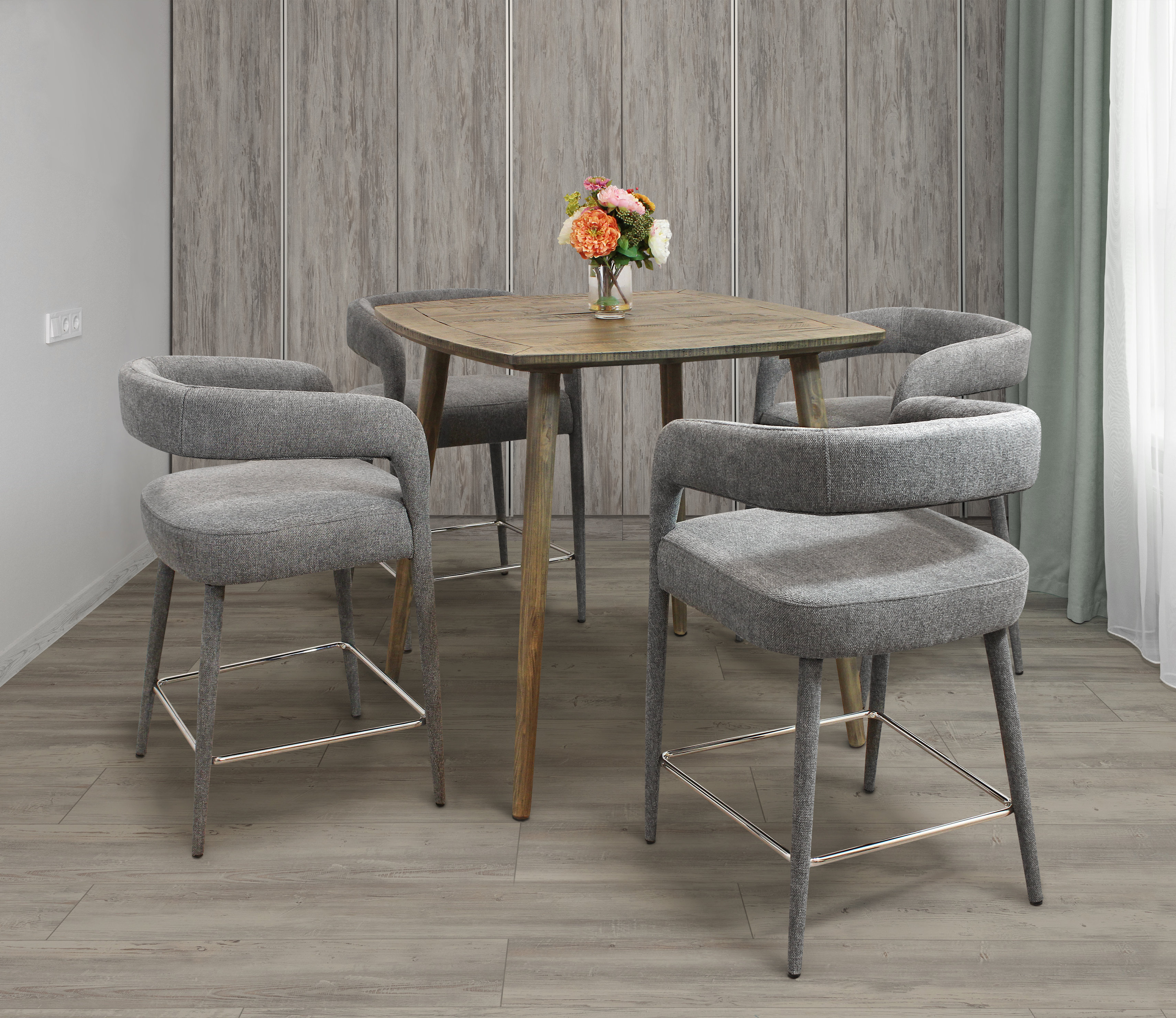 MOTI Furniture Cole 5 Piece Counter Set With Gathering Table And 4 ...