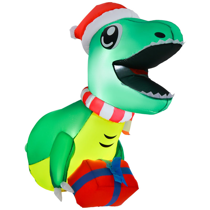 The Holiday Aisle® Christmas Dinosaur Inflatable | Wayfair
