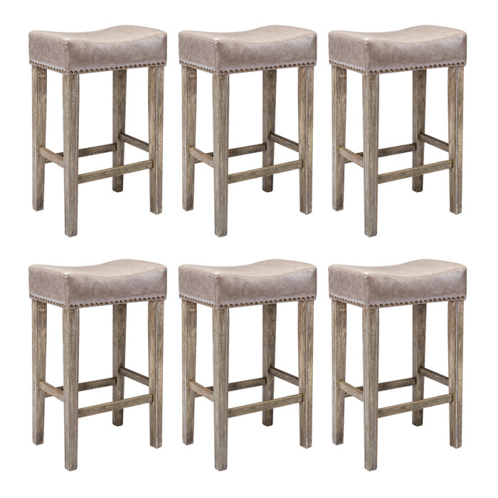 Wildon Home® Emely Counter Height PU Saddle Bar Stools & Reviews | Wayfair