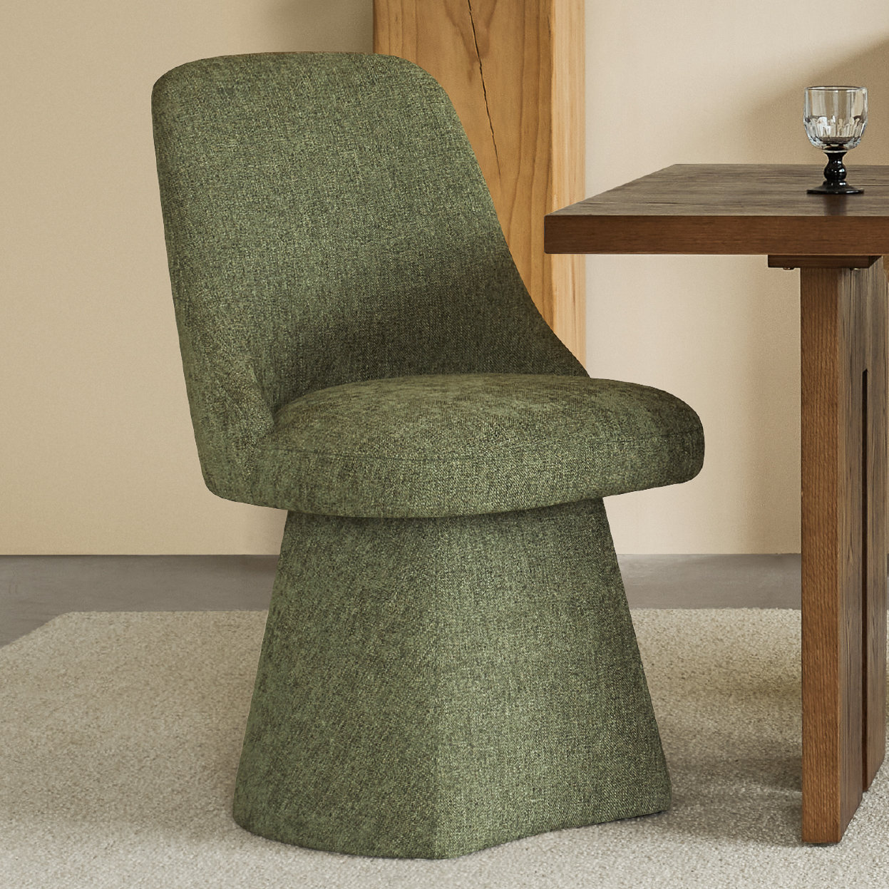 Wrought Studio Swivel Fabric Upholstered Dining Chair & Reviews ...