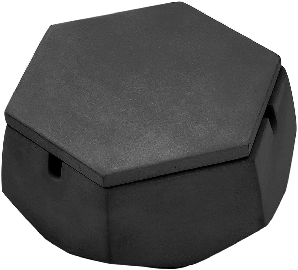 GLOBAL GIRLS LLC Geometry Concrete Ashtray With Lid & Stainless Steel ...