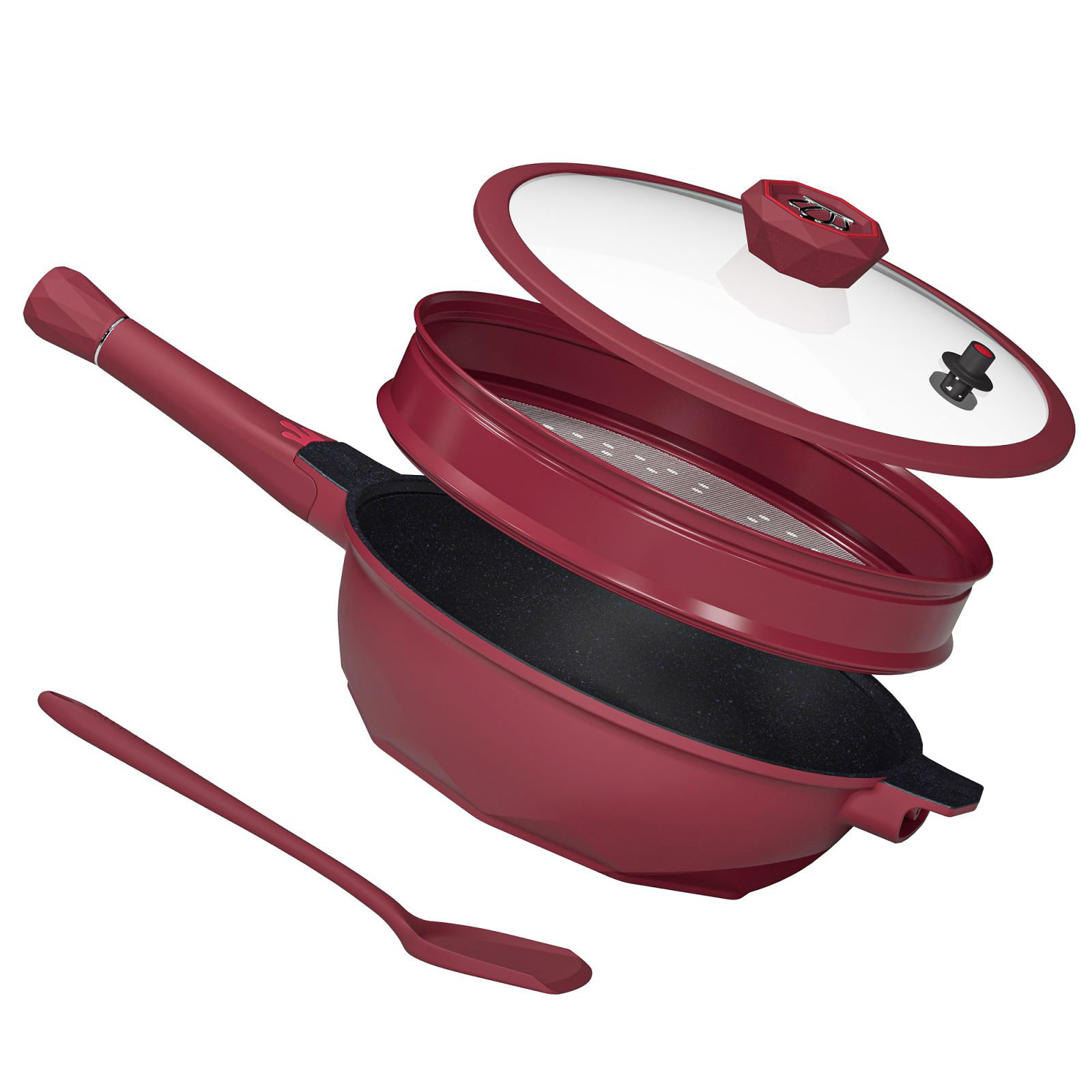 TIBORANG Nonstick Frying Pan, 5 Quart Large Wok, Deep Skillet With Lid ...