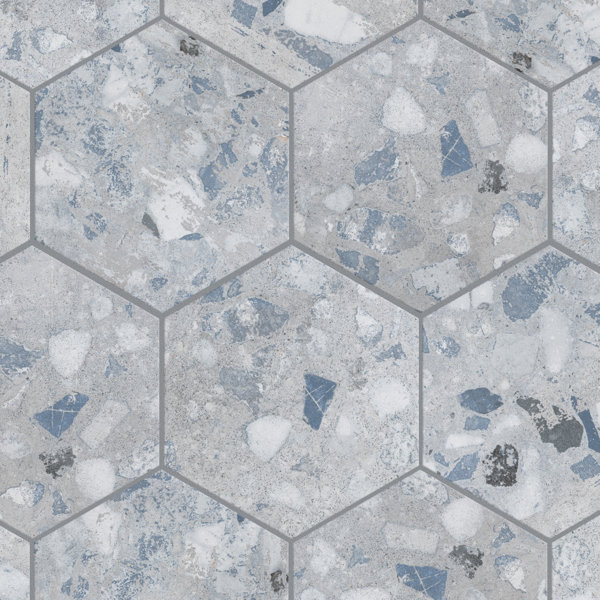 Merola Tile Recycle Hex 8.5" x 10" Porcelain Stone Look Wall & Floor ...