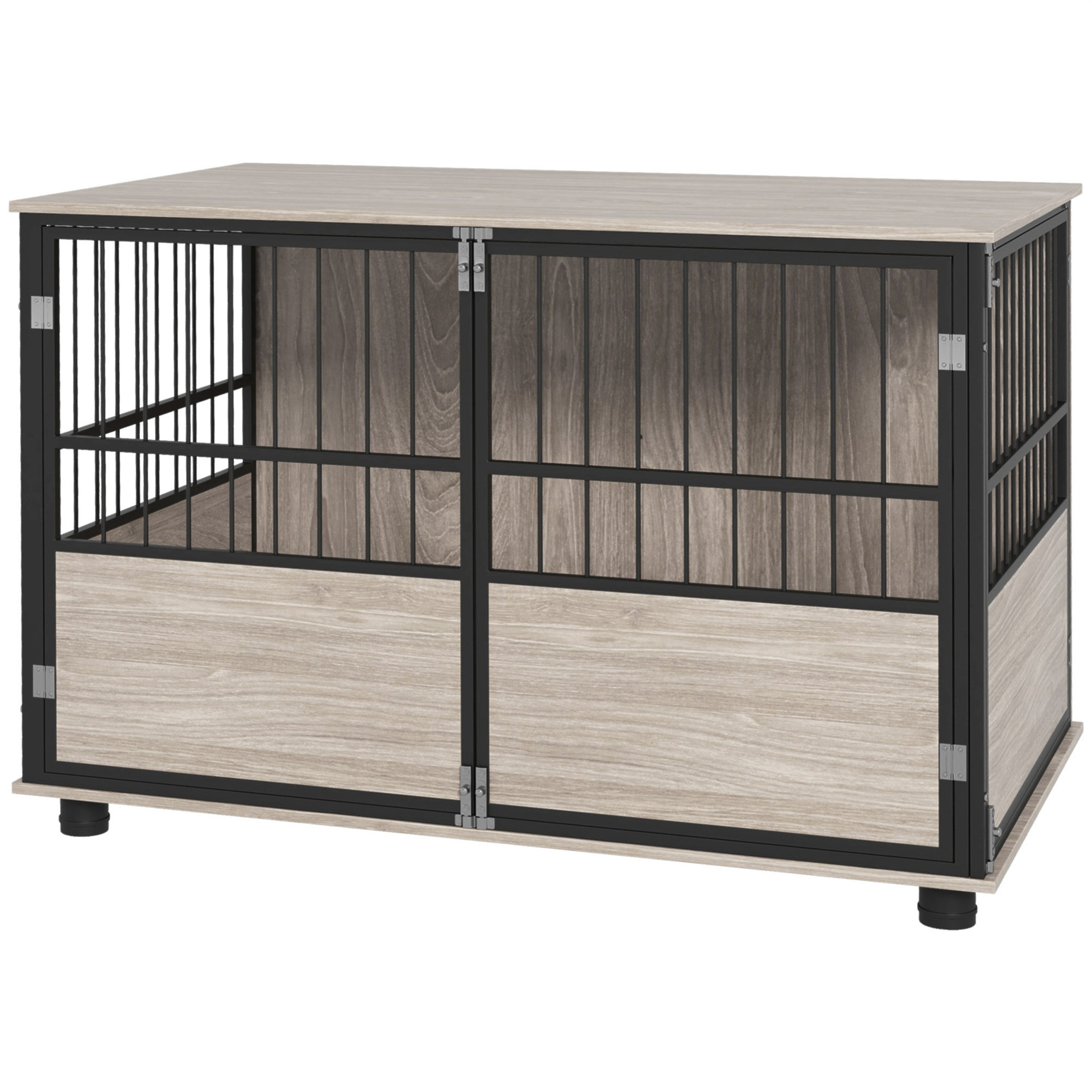17 Stories Versatile Wooden Dog Crate With Multiple Doors And Safety ...
