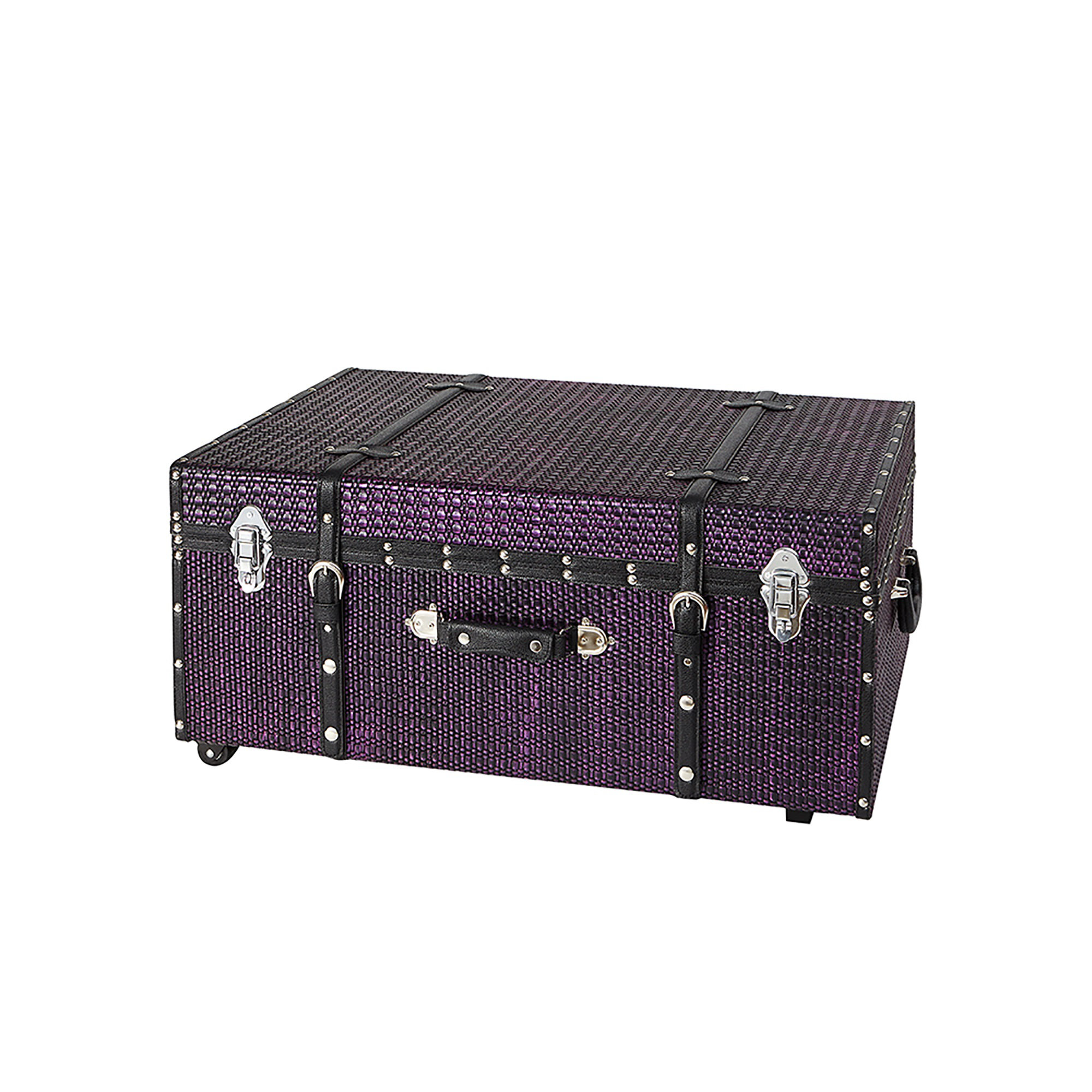 DormCo Texture Brand Designer Trunk with Wheels - Woven Rattan ...