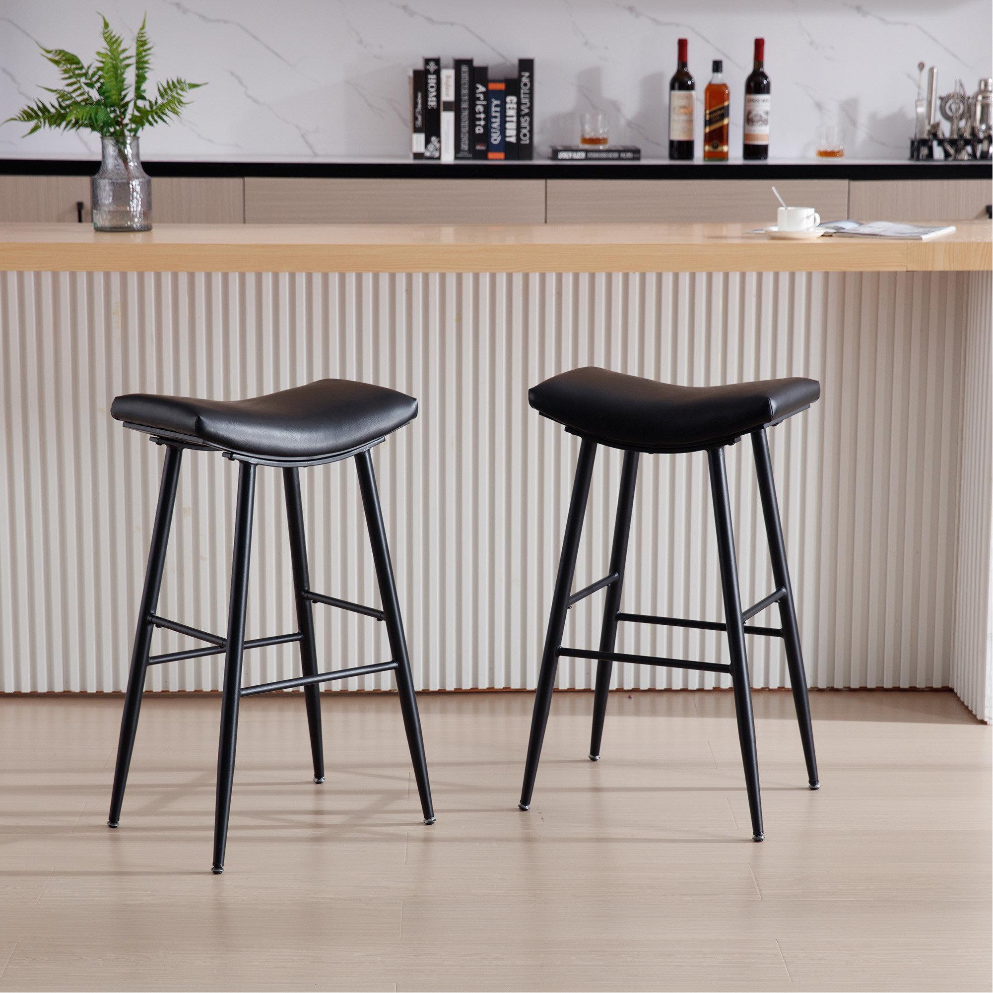 GOODSILO Bar Stool for Dining Room Kitchen Counter Island, PU ...