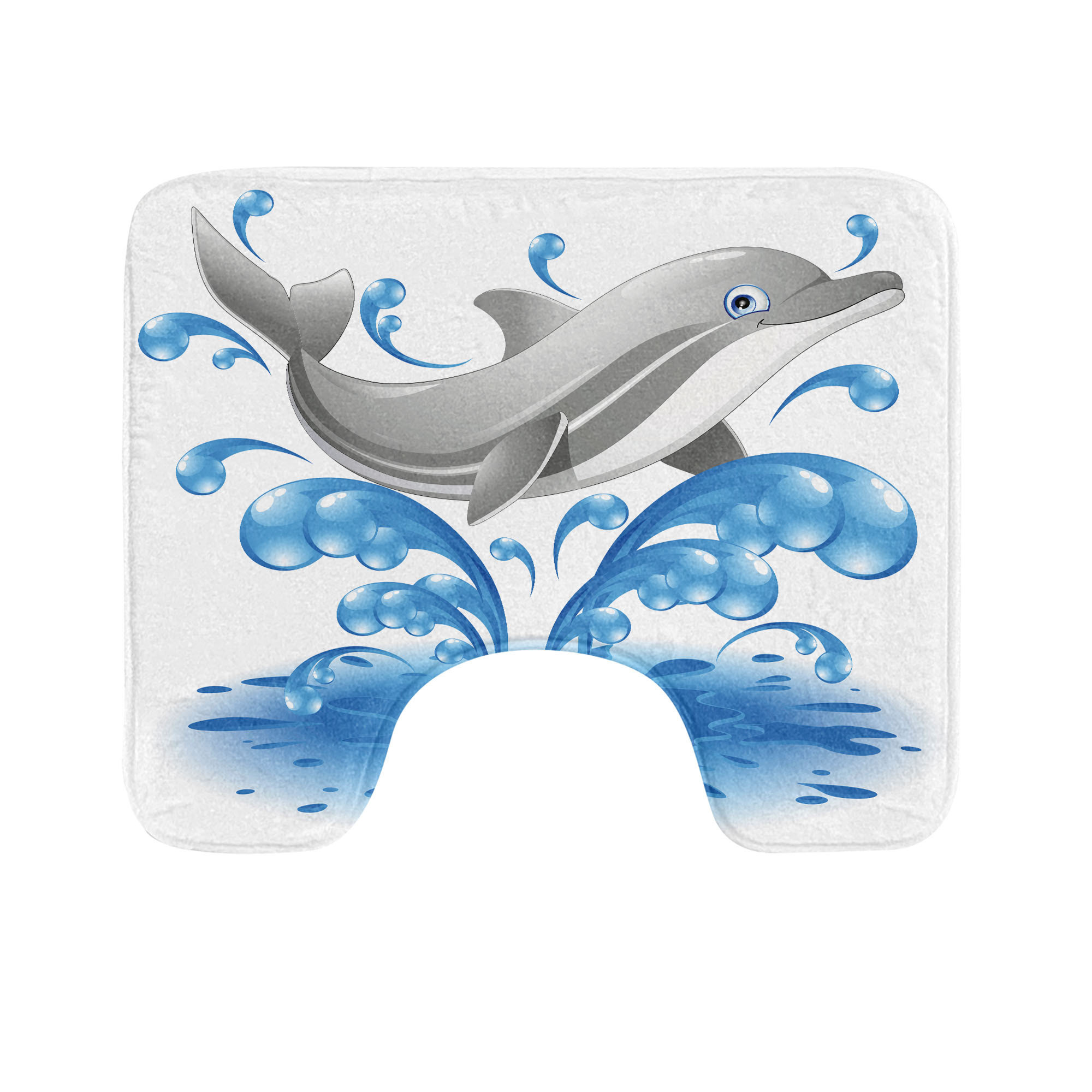 East Urban Home Dolphin Toilet Mat U-Shape Bathroom Rug 20" Blue Grey ...