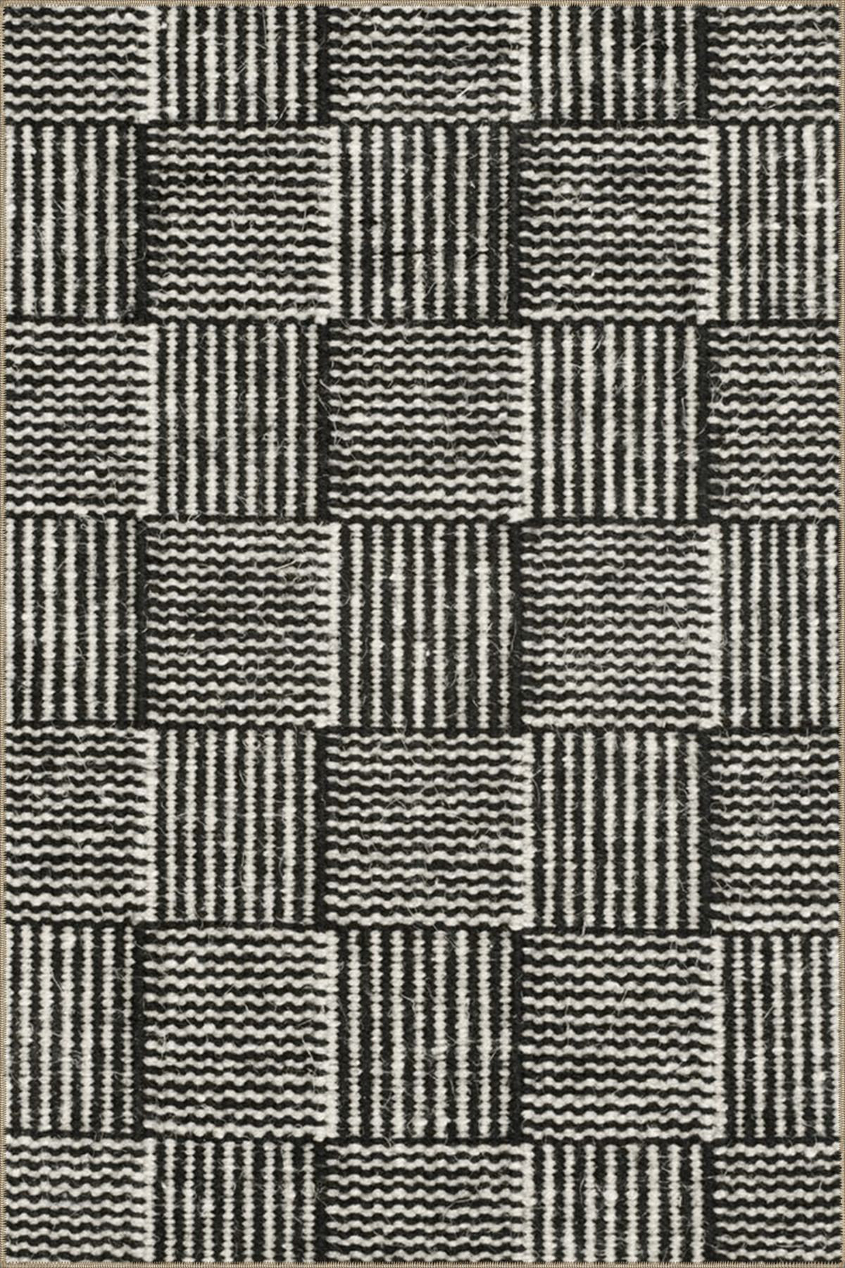 Hokku Designs Black Themed Striped Geometric Patterned Modern ...