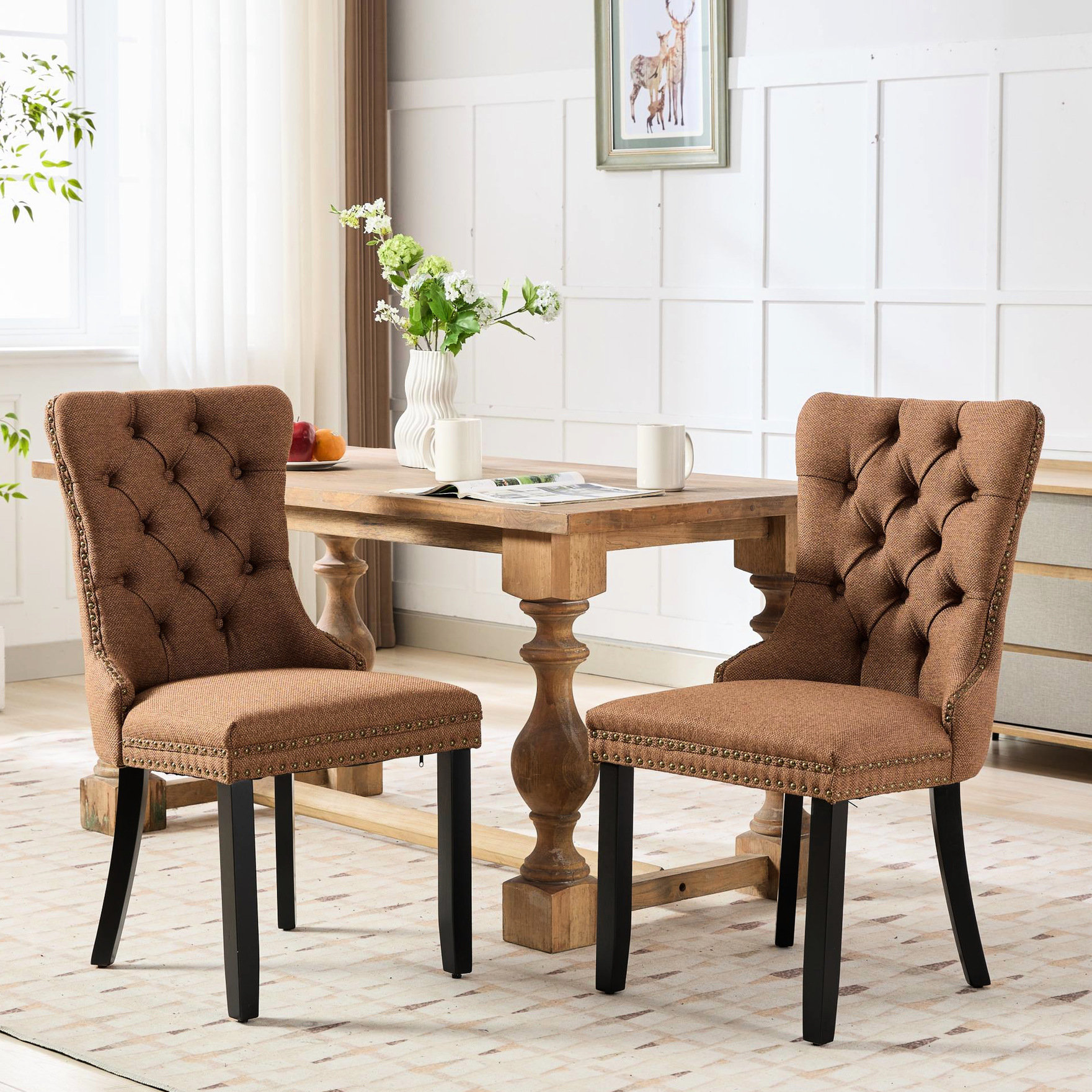 Lark Manor™ Contemporary Linen Dining Chairs, Strong Back Support ...