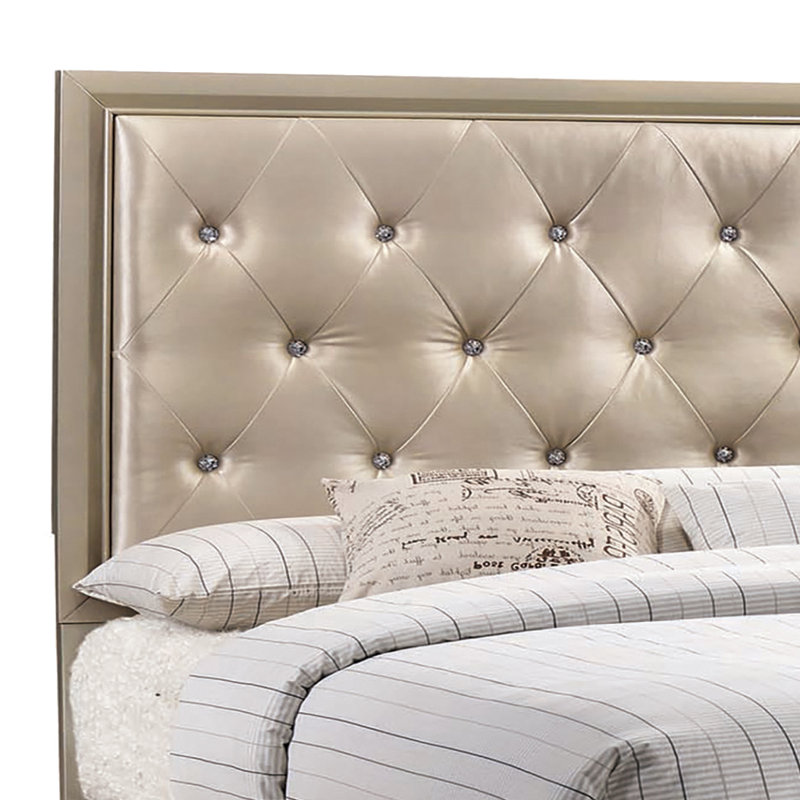 House of Hampton® Fortna Tufted Upholstered Panel Bed in Champagne ...