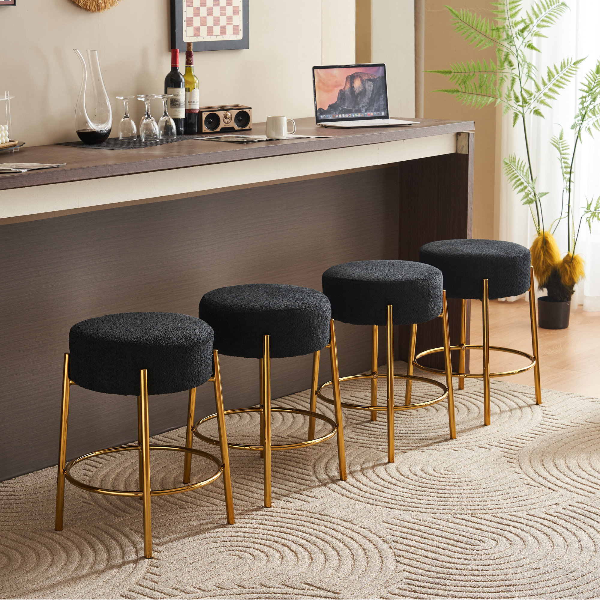 Mercer41 24" Tall, Round Bar Stools, Set Of 2 - Contemporary ...